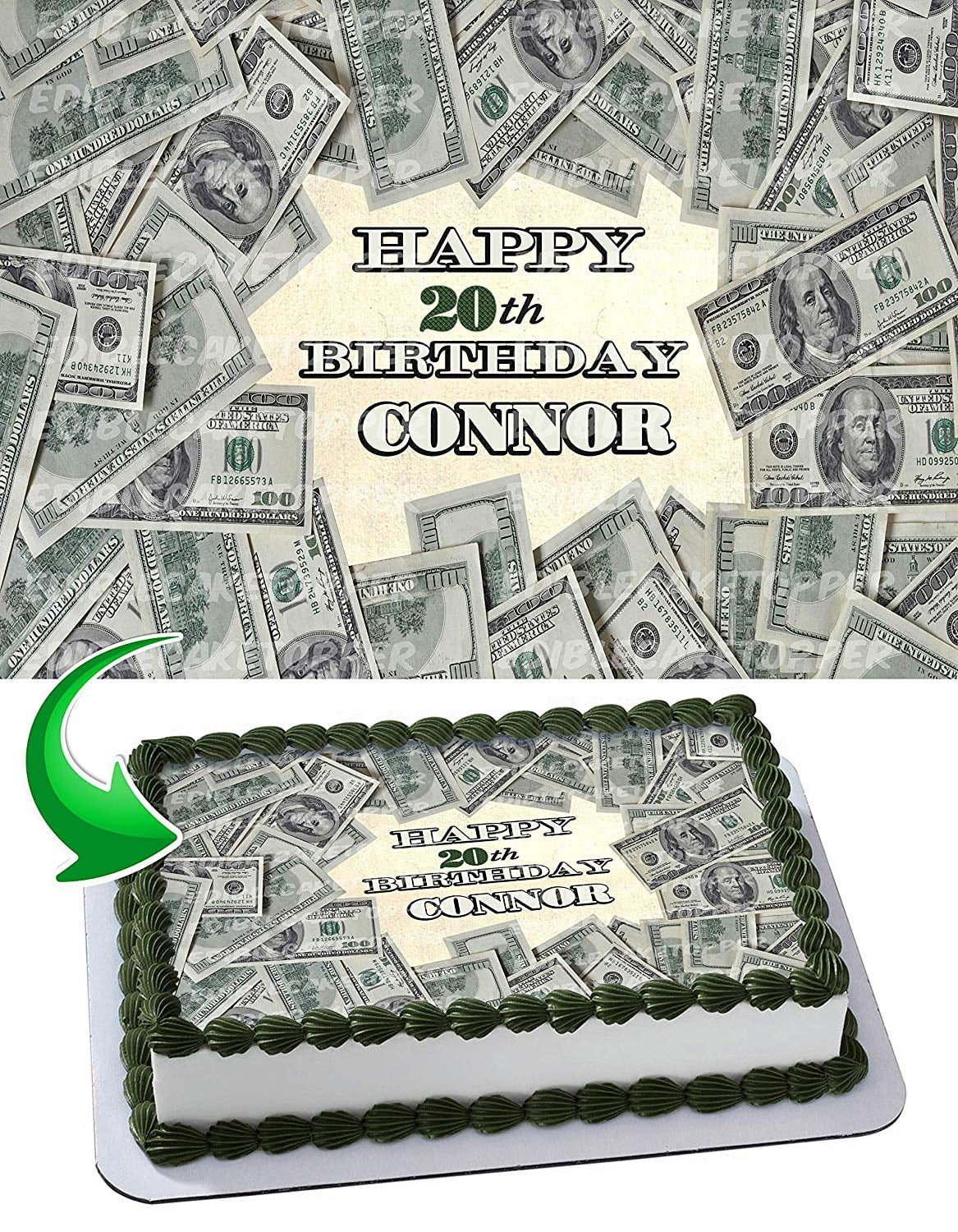 United States 100 Dollar Bill - Edible Cake Topper - 11.7 x 17.5 Inches ...