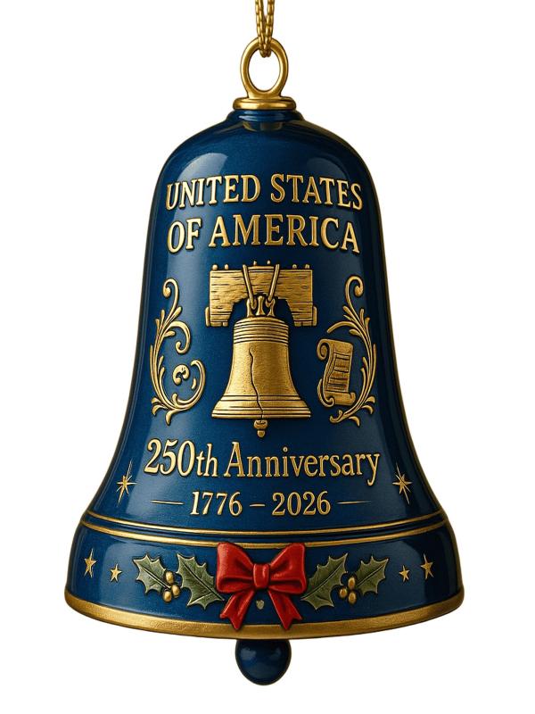 United States 250th Anniversary Bell Ornament, 2D Acrylic Handmade ...