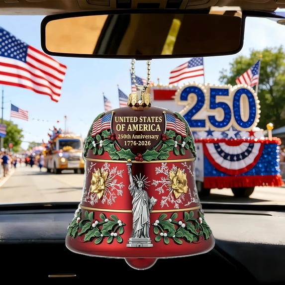 United States 250th Anniversary Bell Ornament, 2D Acrylic USA 250th ...