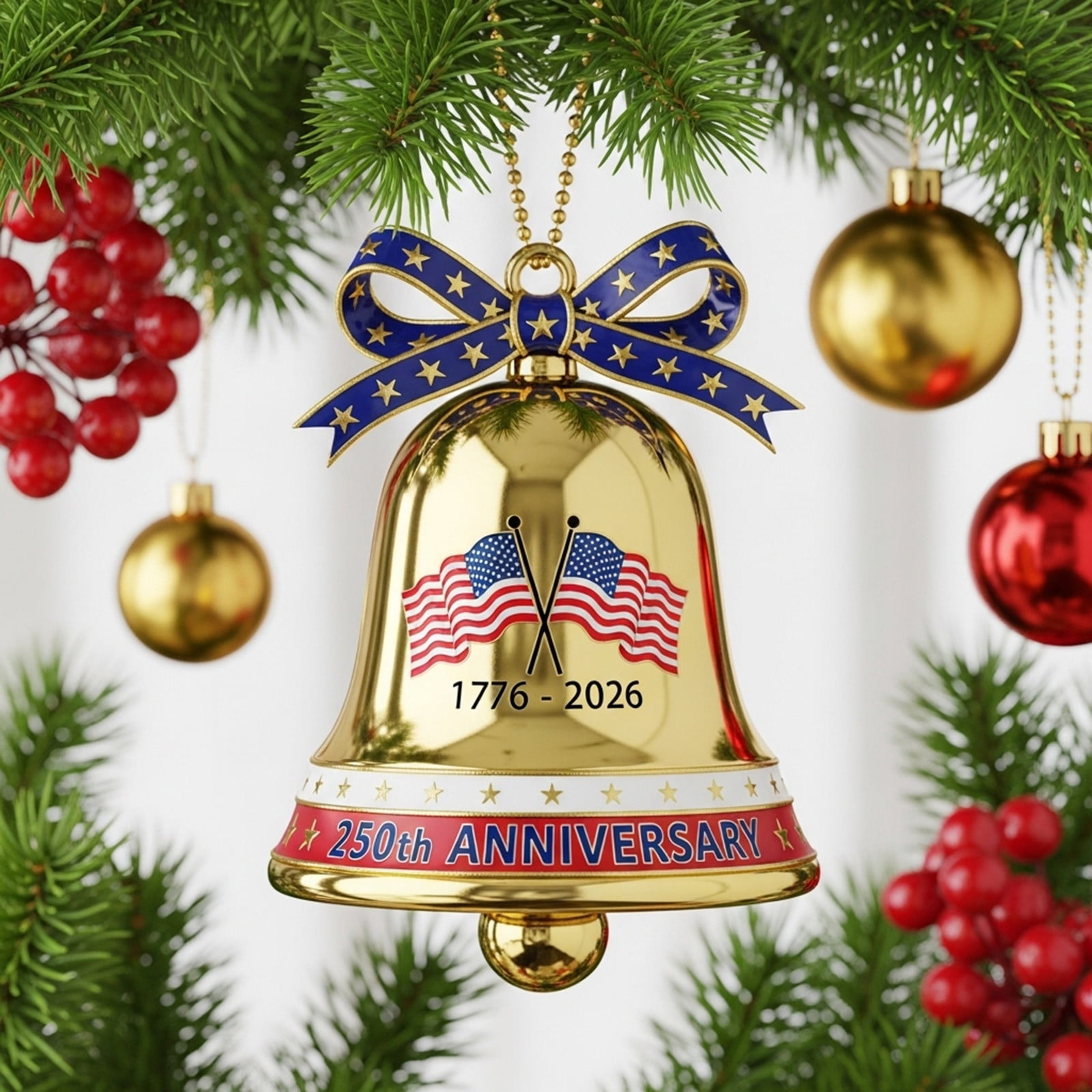 United States 250th Anniversary Bell Ornament, Detailed Collector's ...