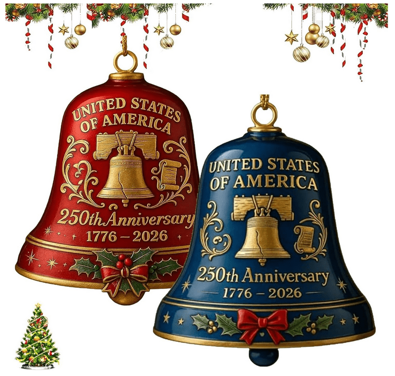 United States 250th Anniversary Bell Ornament, Handmade Metal Guardian ...