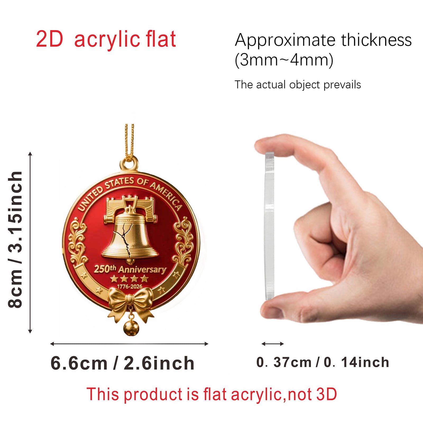 United States 250th Anniversary Bell Ornament, Very Clear for Christmas ...
