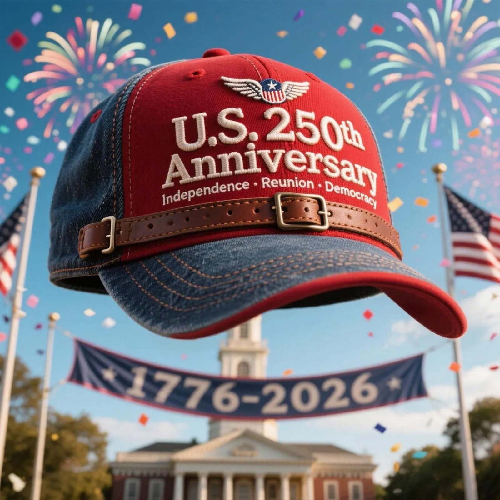 United States 250th Anniversary Hat, Adjustable Retro Washed Patriotic ...
