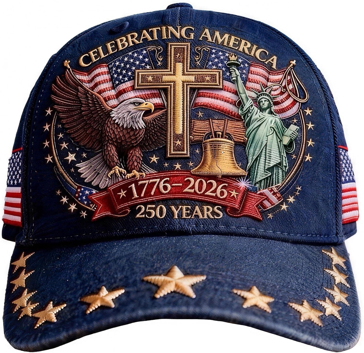 United States 250th Anniversary Hat , Eagle & Liberty & Cross, 250th ...
