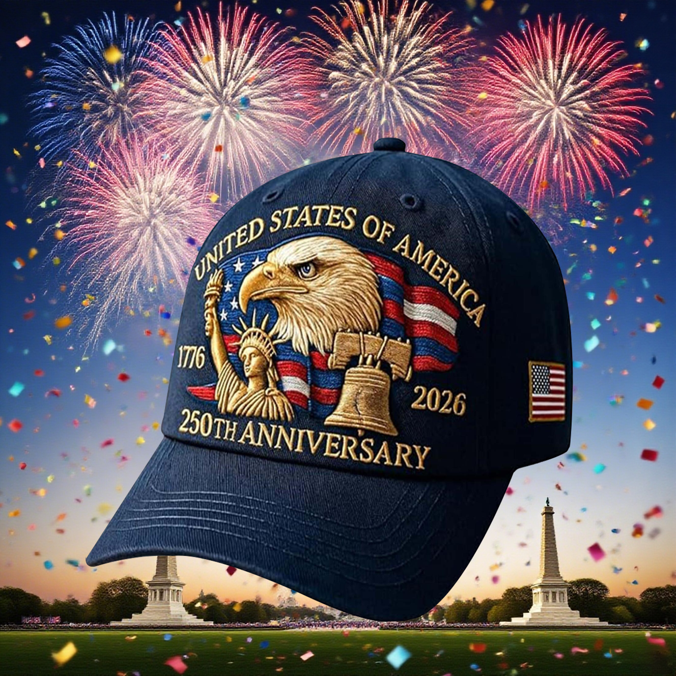 United States 250th Anniversary Hat, Patriotic USA Baseball Cap for Men ...
