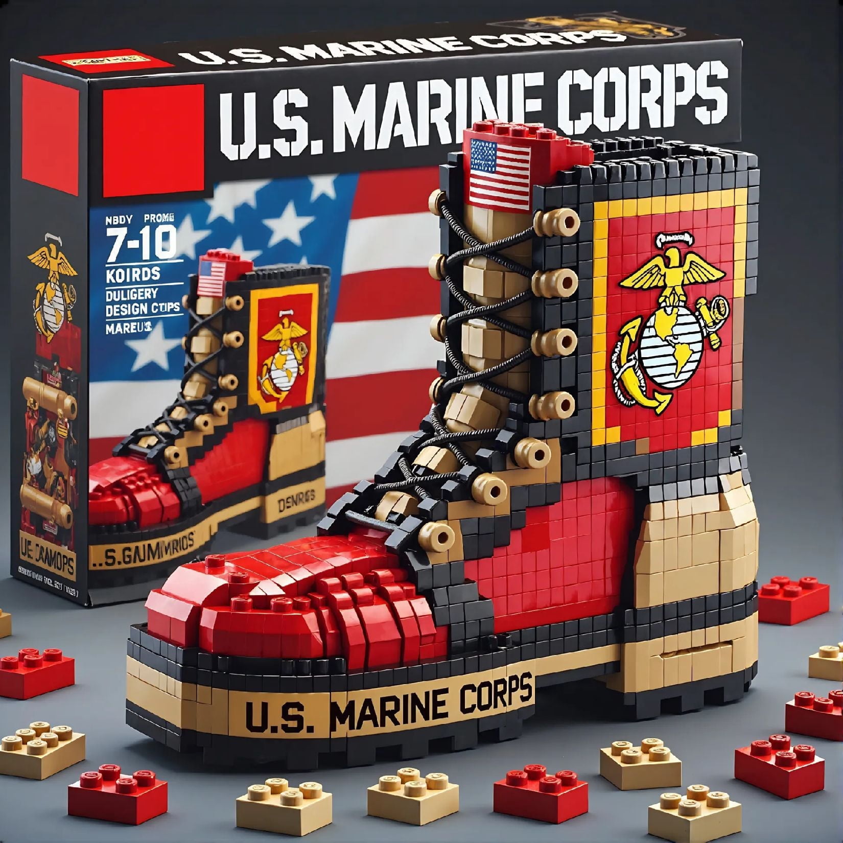 United States 250th Anniversary Military Boots Building Blocks Gift ...