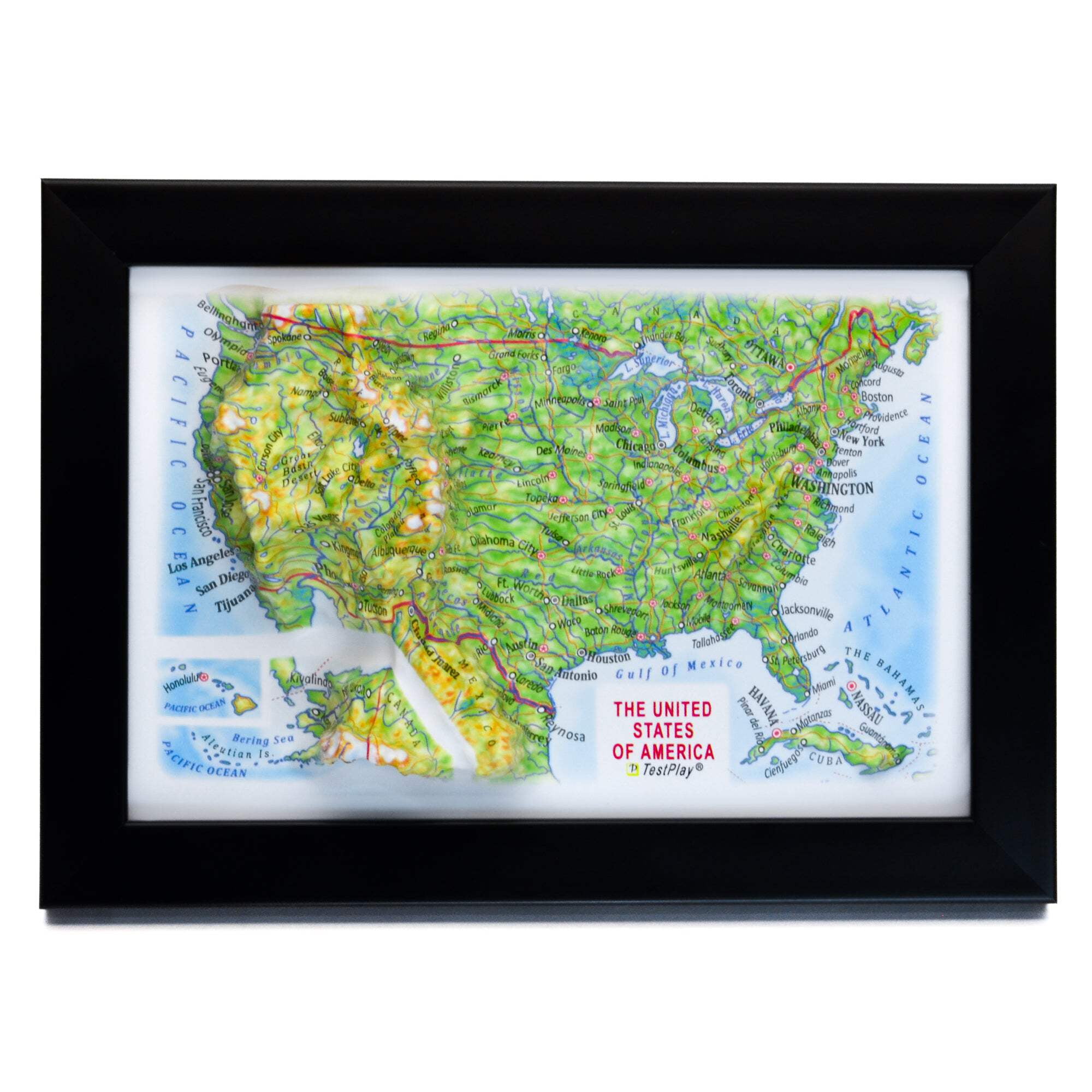 TestPlay United States 3D Raised Relief Map 4" x 6" - Walmart.com