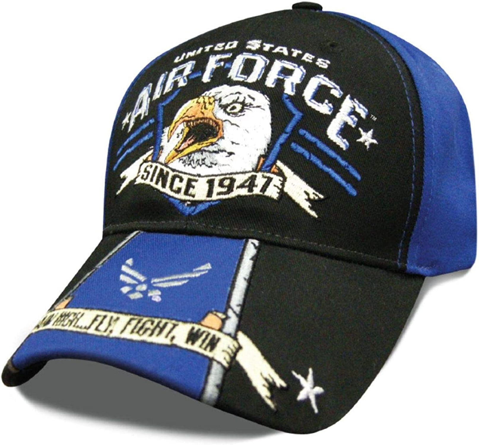 Hat Crew, US Air Force Eagle Scream Baseball Hat, Black/Royal Blue ...
