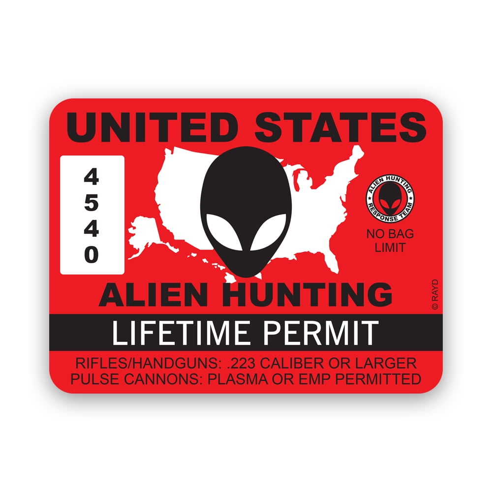 United States Alien Hunting Permit Sticker Decal - Self Adhesive Vinyl ...