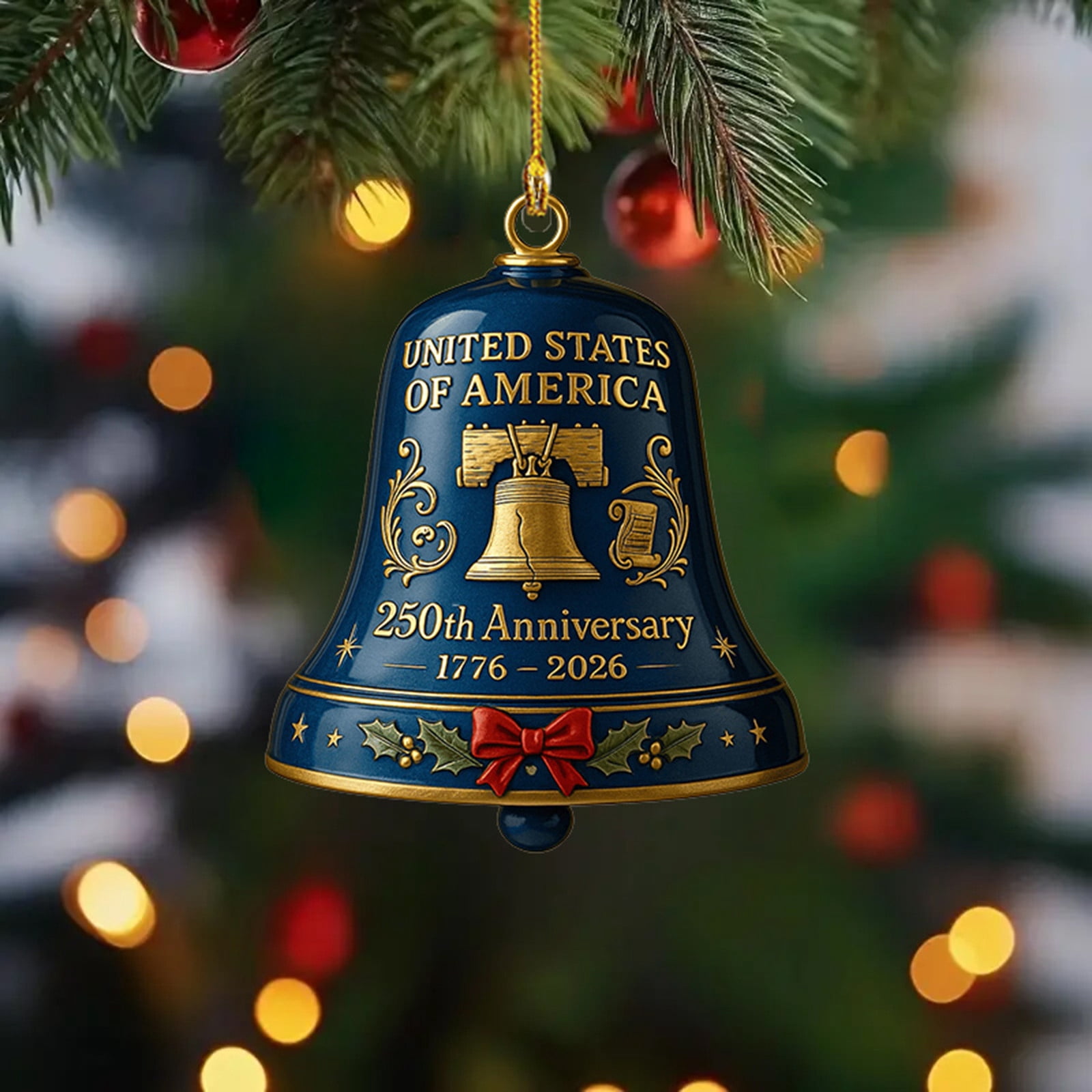 United States of America 250th Anniversary Bell Ornament, 2D Acrylic ...