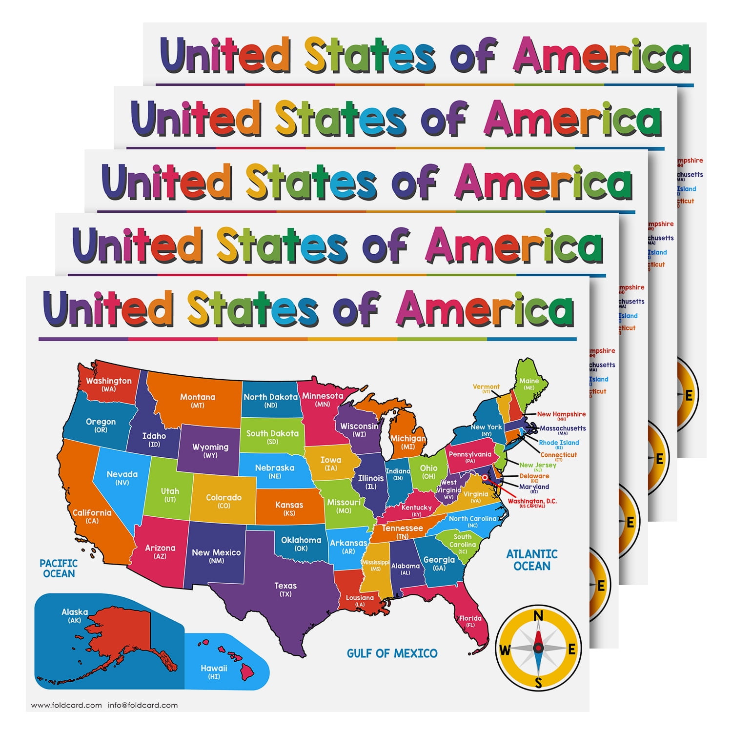 United States of America Map Educational Posters for Kids – Classroom ...