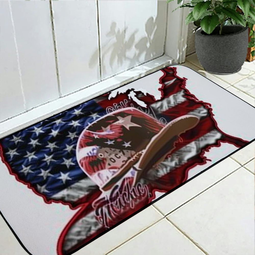 United States American Flag Rose Flower Mats Indoor Outdoor Carpet Rugs ...