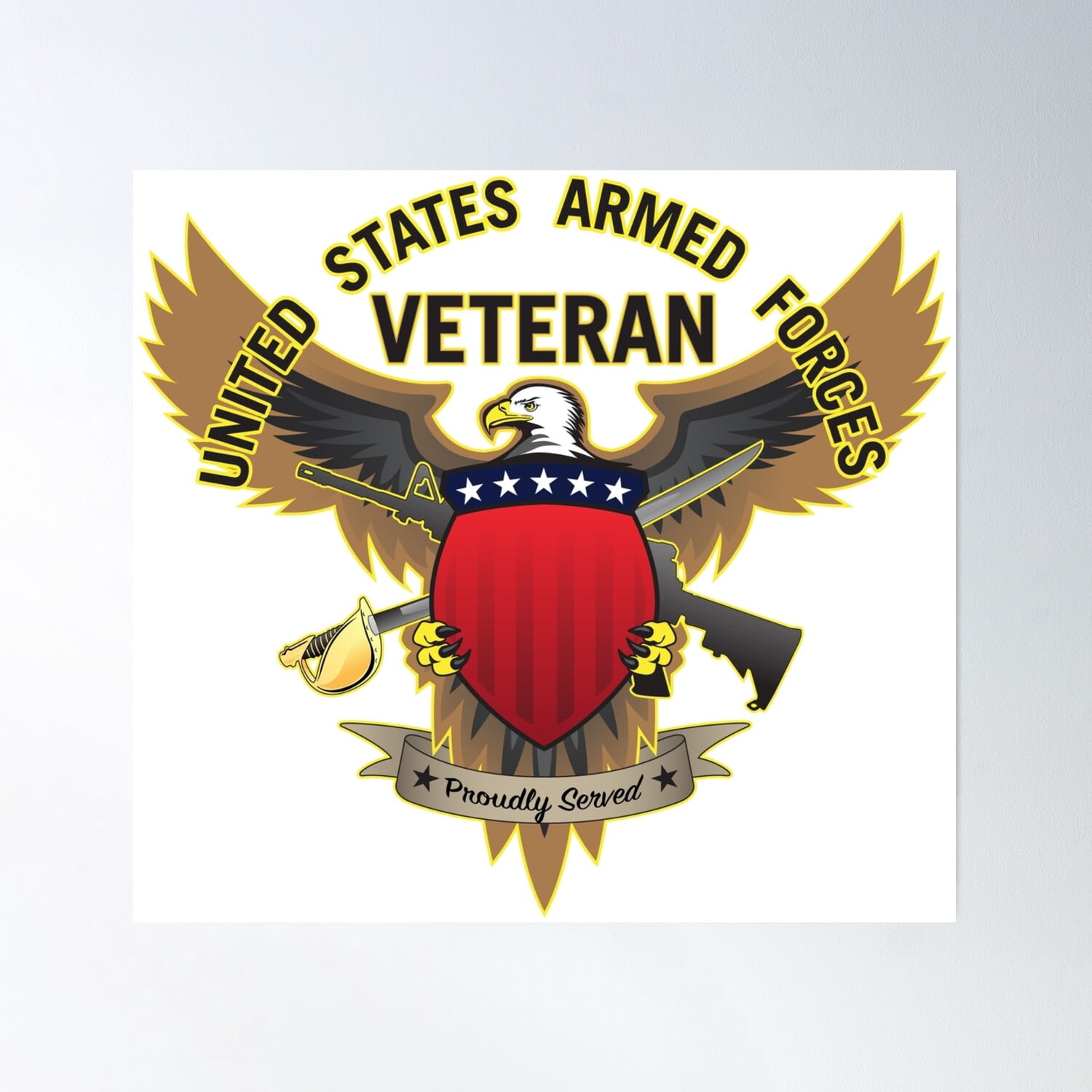 United States Armed Forces Veteran Poster Wall Art, Modern Wall Decor ...