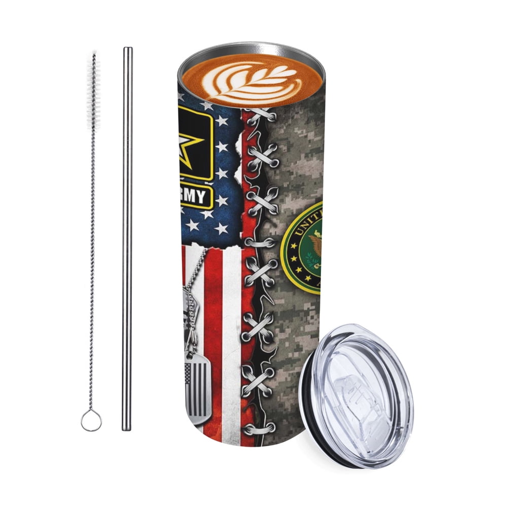 United States Army American Flag 20oz Coffee Mug Cup,Stainless Steel ...