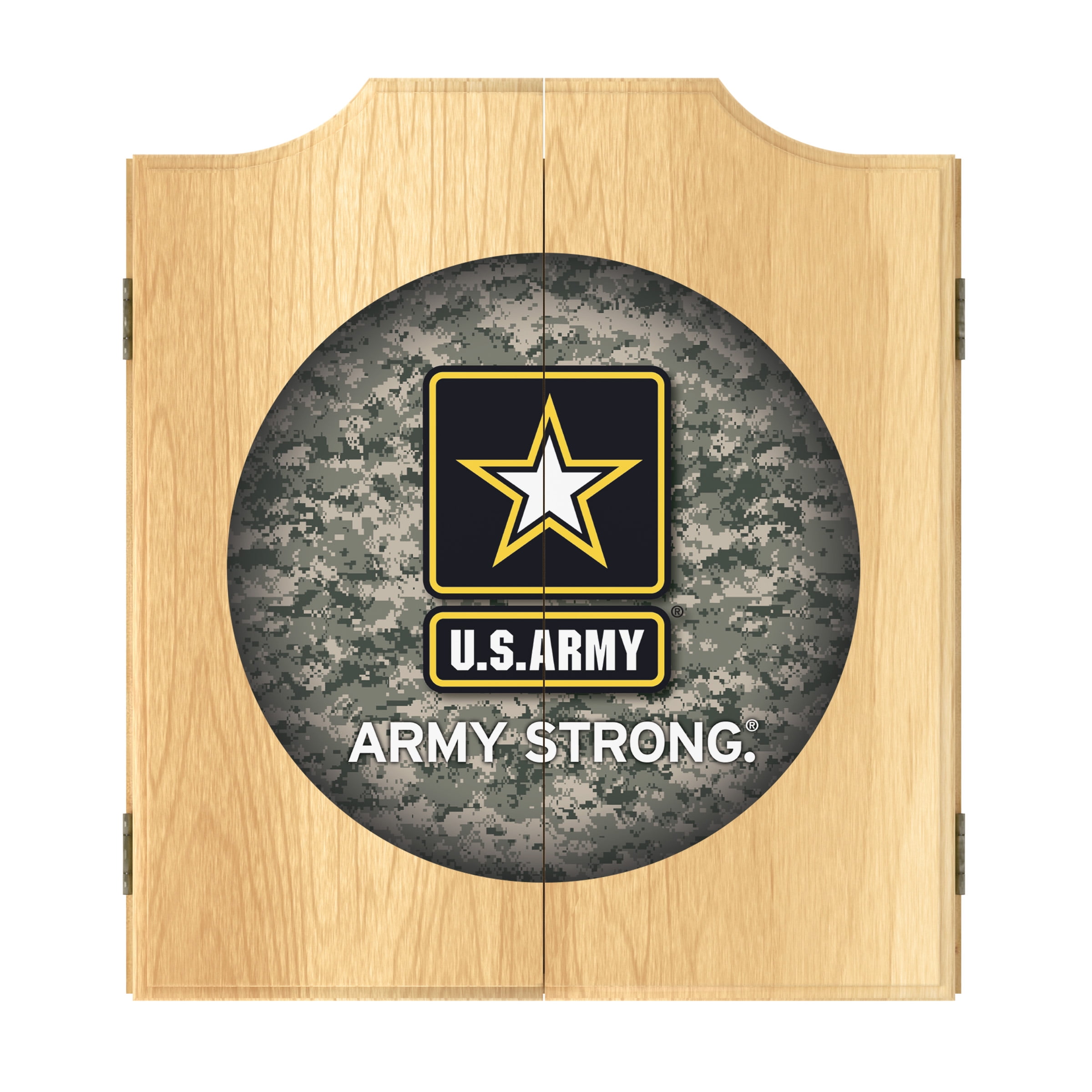United States Army Digital Camo Dart Board Cabinet Set with 6 Steel Tip ...