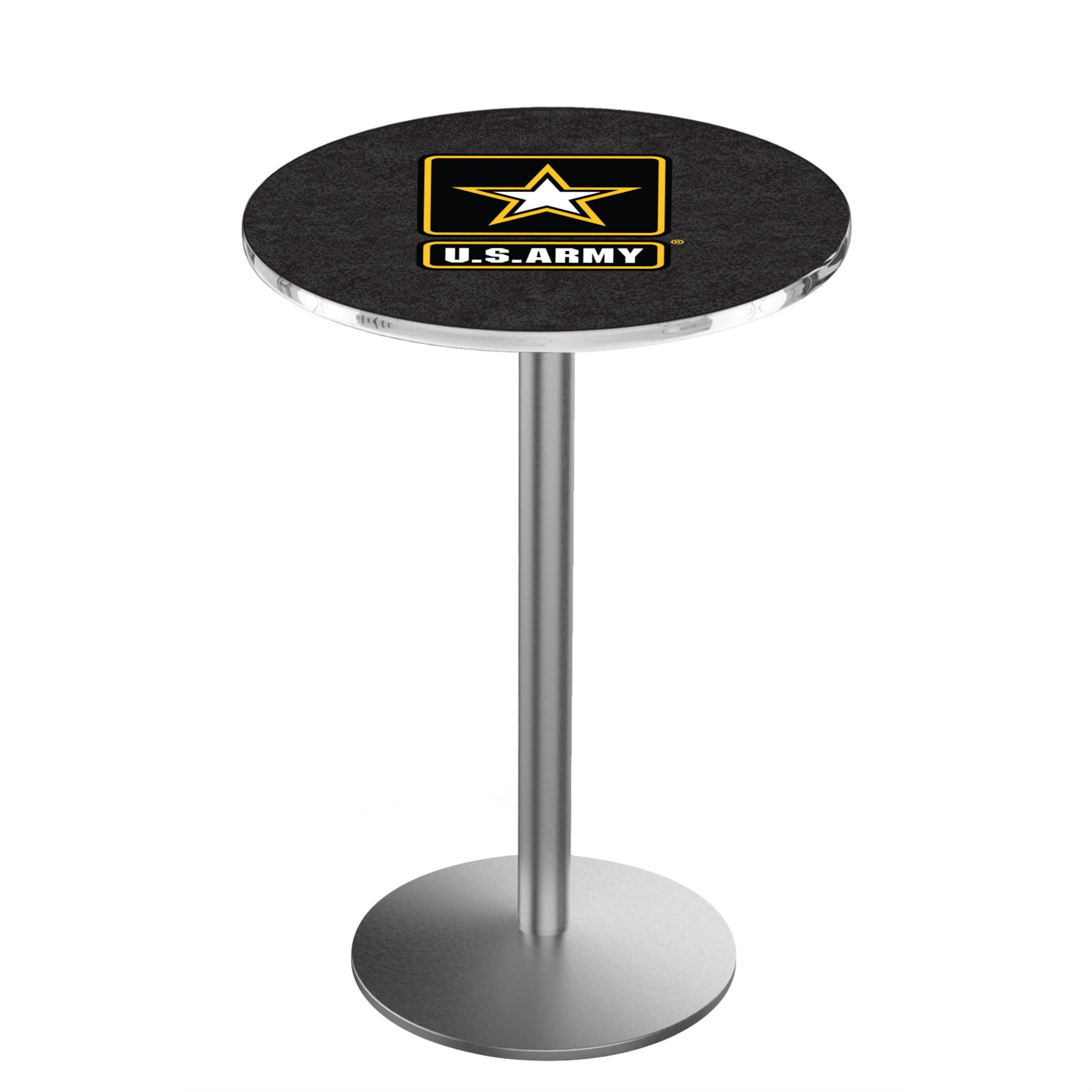 United States Army Pub Table in Stainless Steel Finish (28 in. Dia. x ...