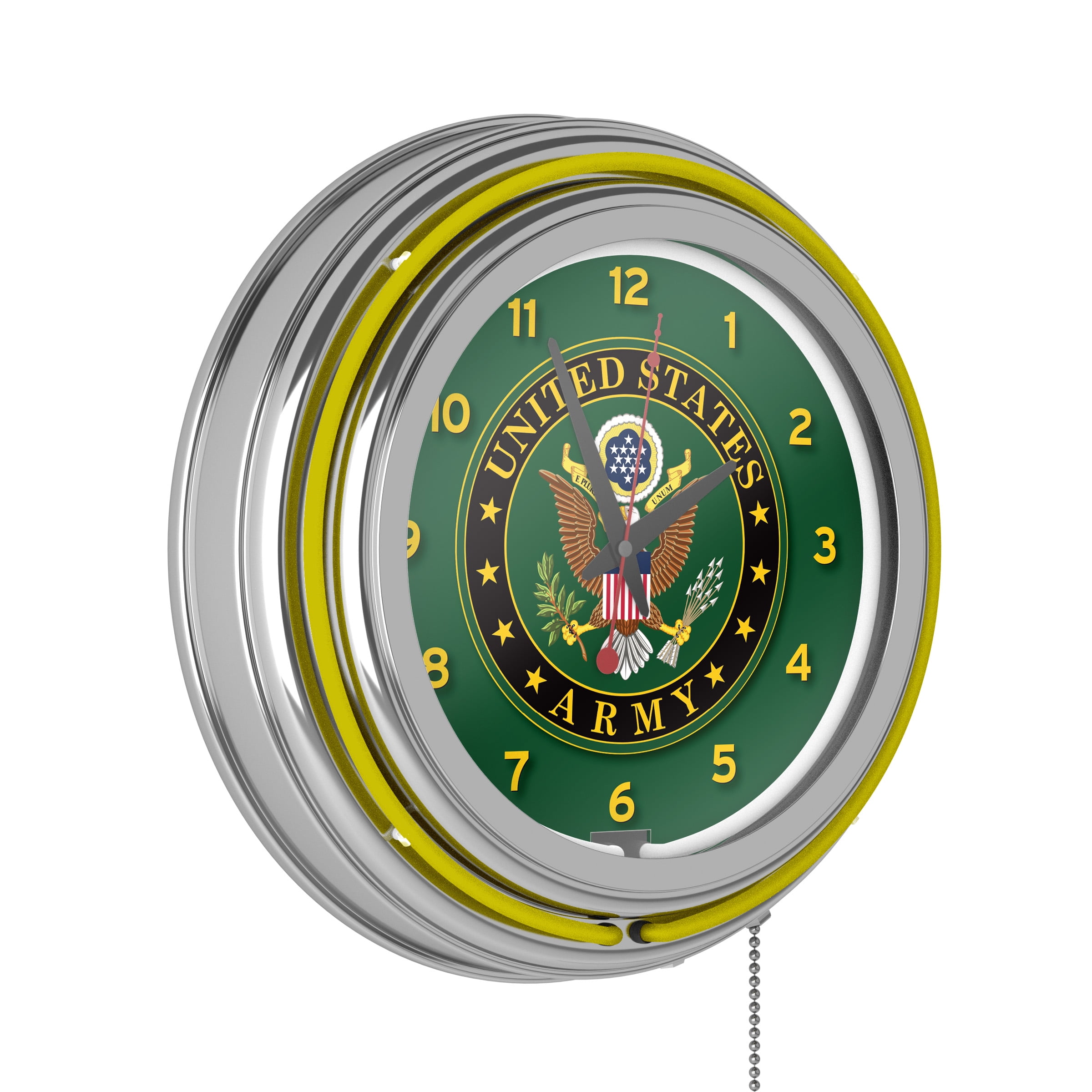United States Army Symbol Retro Neon Analog Wall Clock with Pull Chain ...