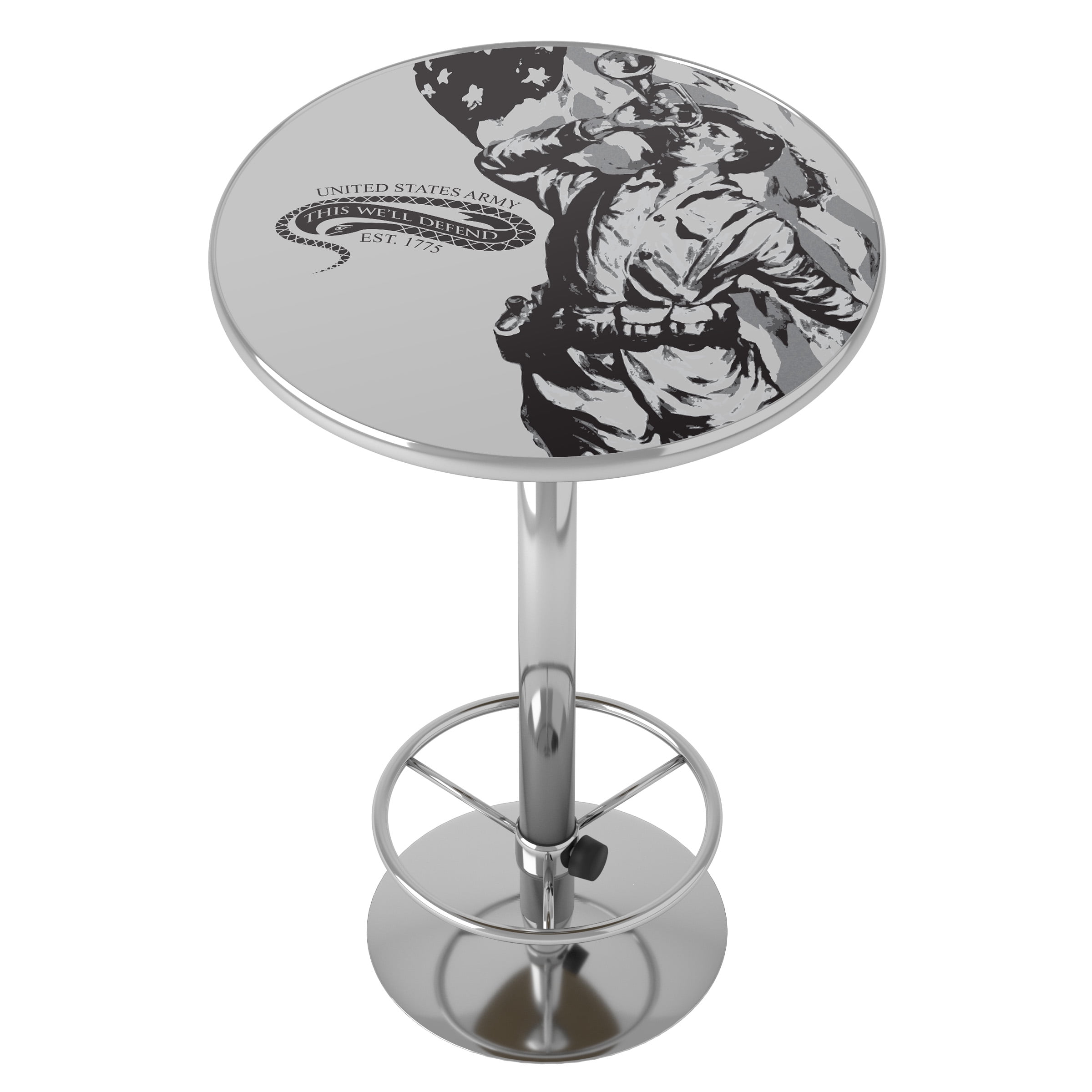 United States Army The Horn Calls Bar Table with Adjustable Footrest ...