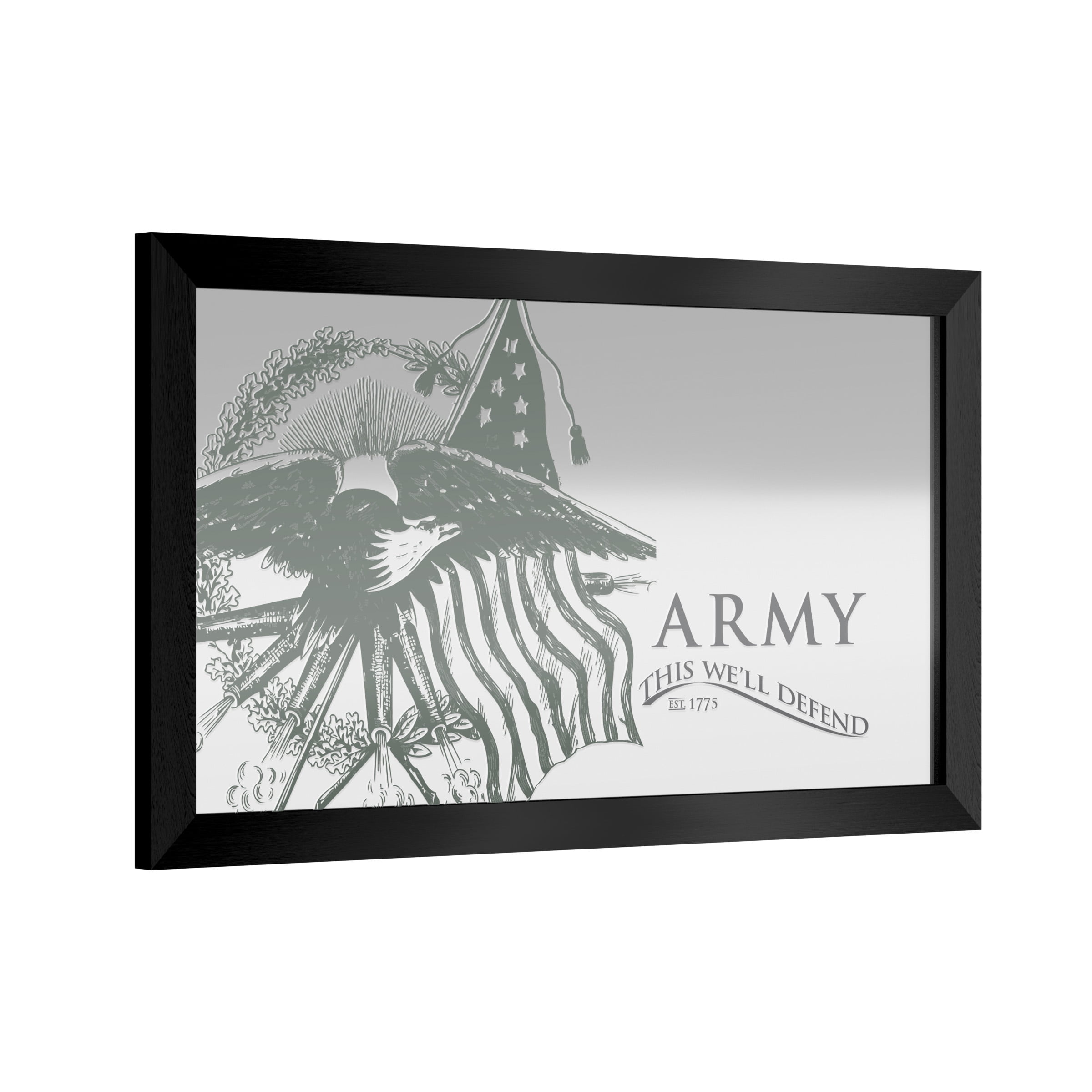 Free Shipping! Trademark Gameroom United States Army Mirror Black Wood ...