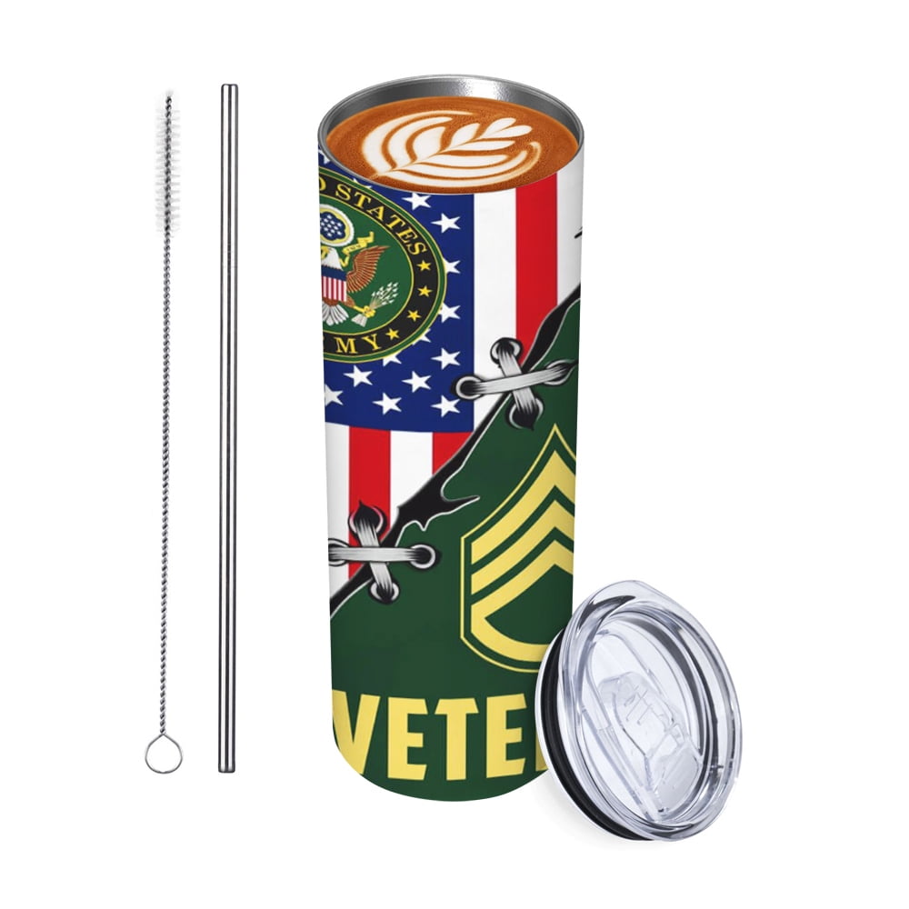 United States Army Veteran 20oz Coffee Mug Cup,Stainless Steel Thermos ...