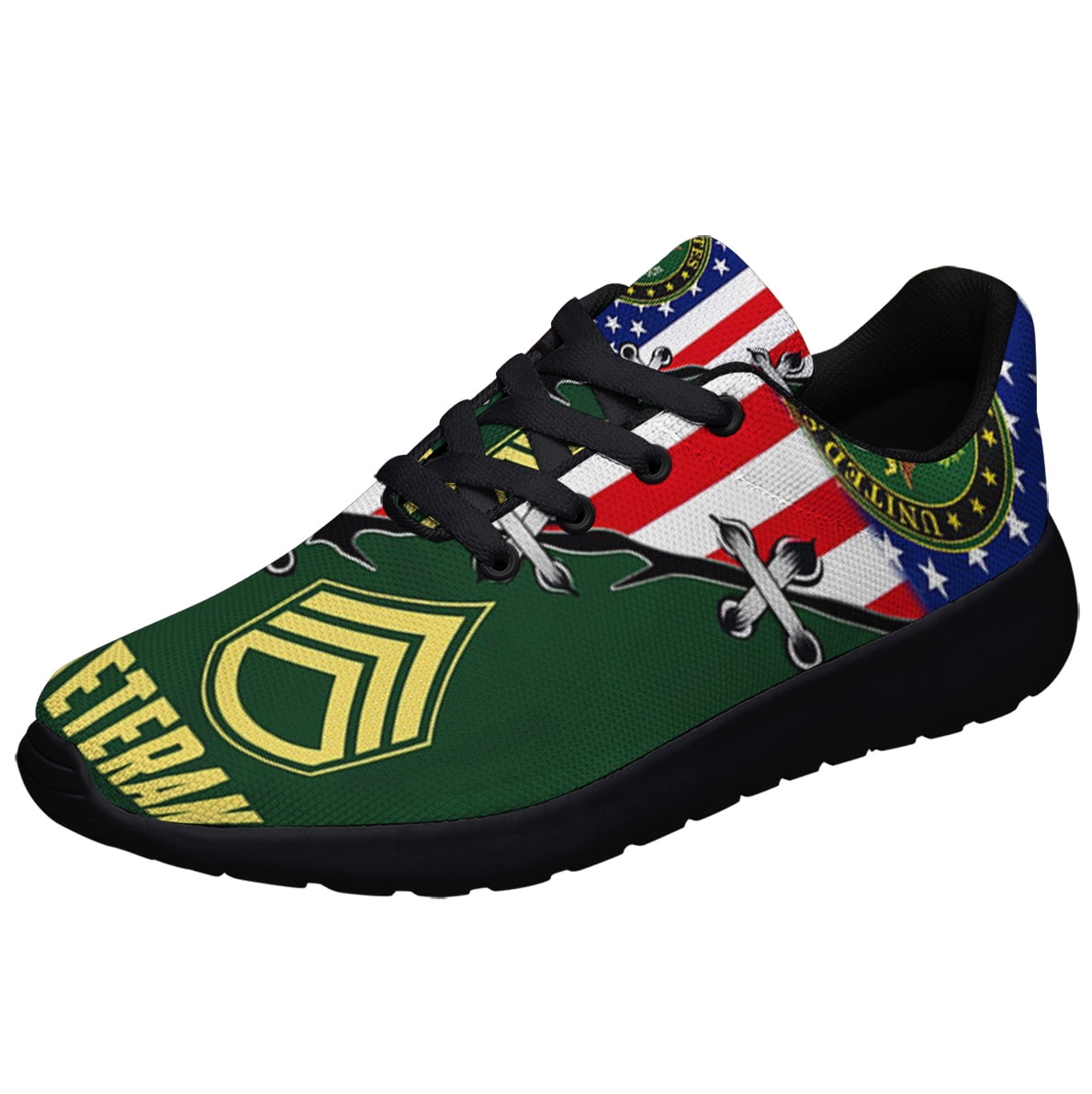 United States Army Veteran Shoes Sneakers for Women Men Black Size 13 ...