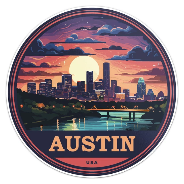 United States Austin City Sticker Phone Decal Water Bottle Stickers Car ...