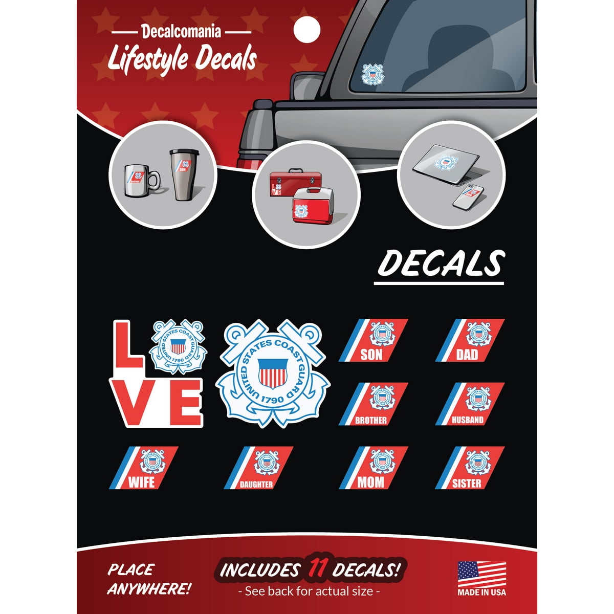 United States Coast Guard Decals - 11 Piece USCG Licensed Stickers for ...