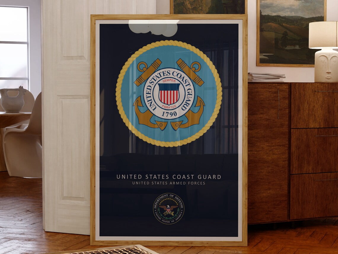 United States Coast Guard Poster, Minimalist, Us Navy Wall Art, Modern ...