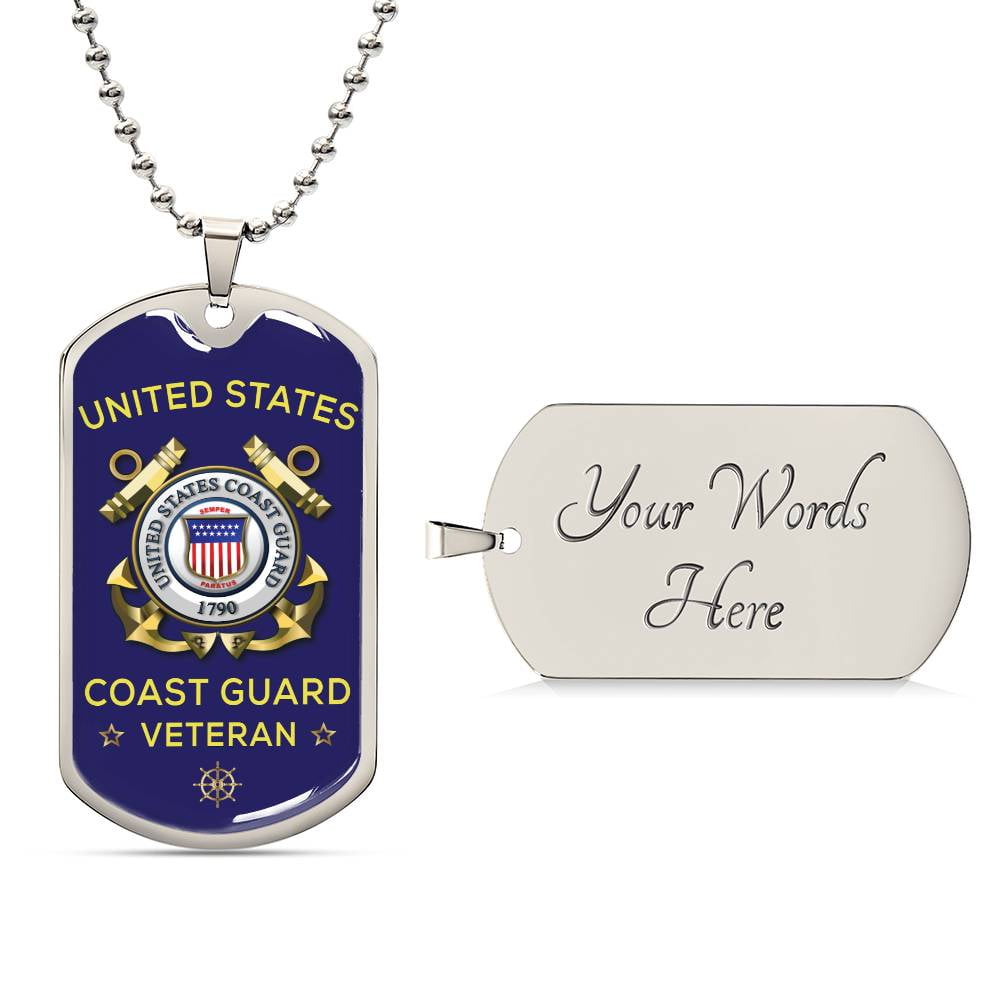 United States Coast Guard Veteran Necklace - Graphic Military Dog Tag ...