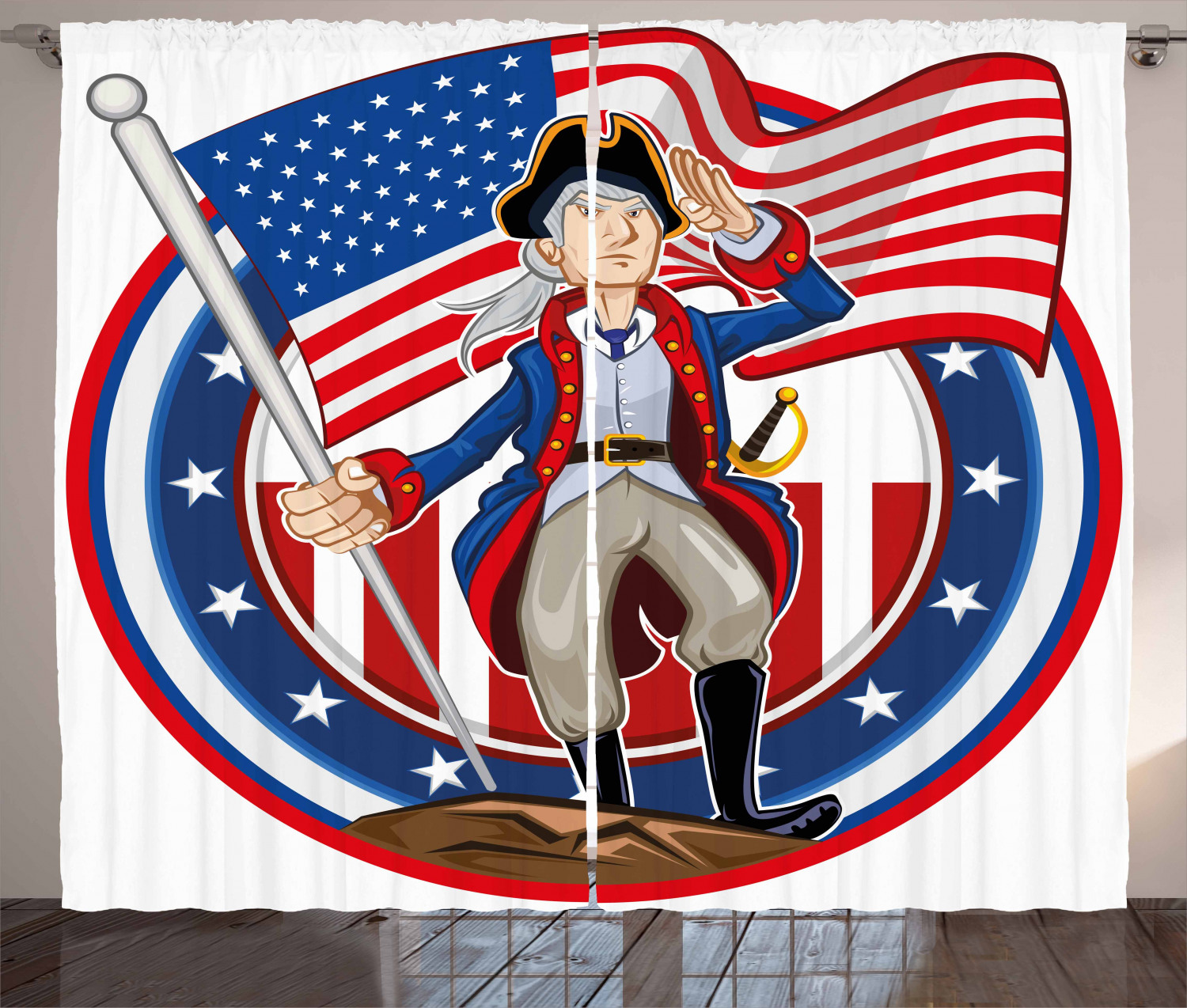 Ambesonne United States Curtains 2 Panel Set, Patriot Emblem, 108" x 84 ...