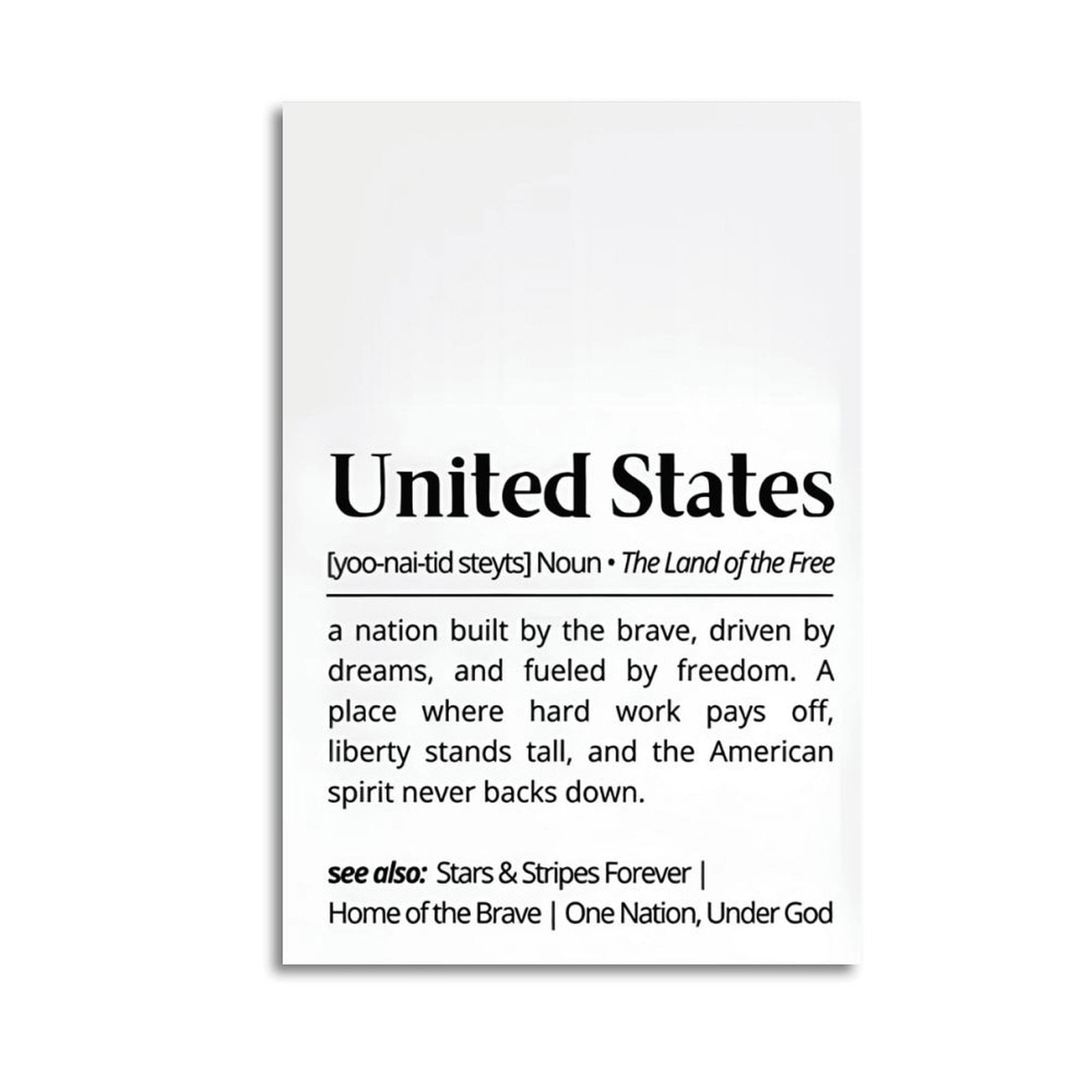 United States Definition Poster Wrapped Wooden Frame Wall Decor ...