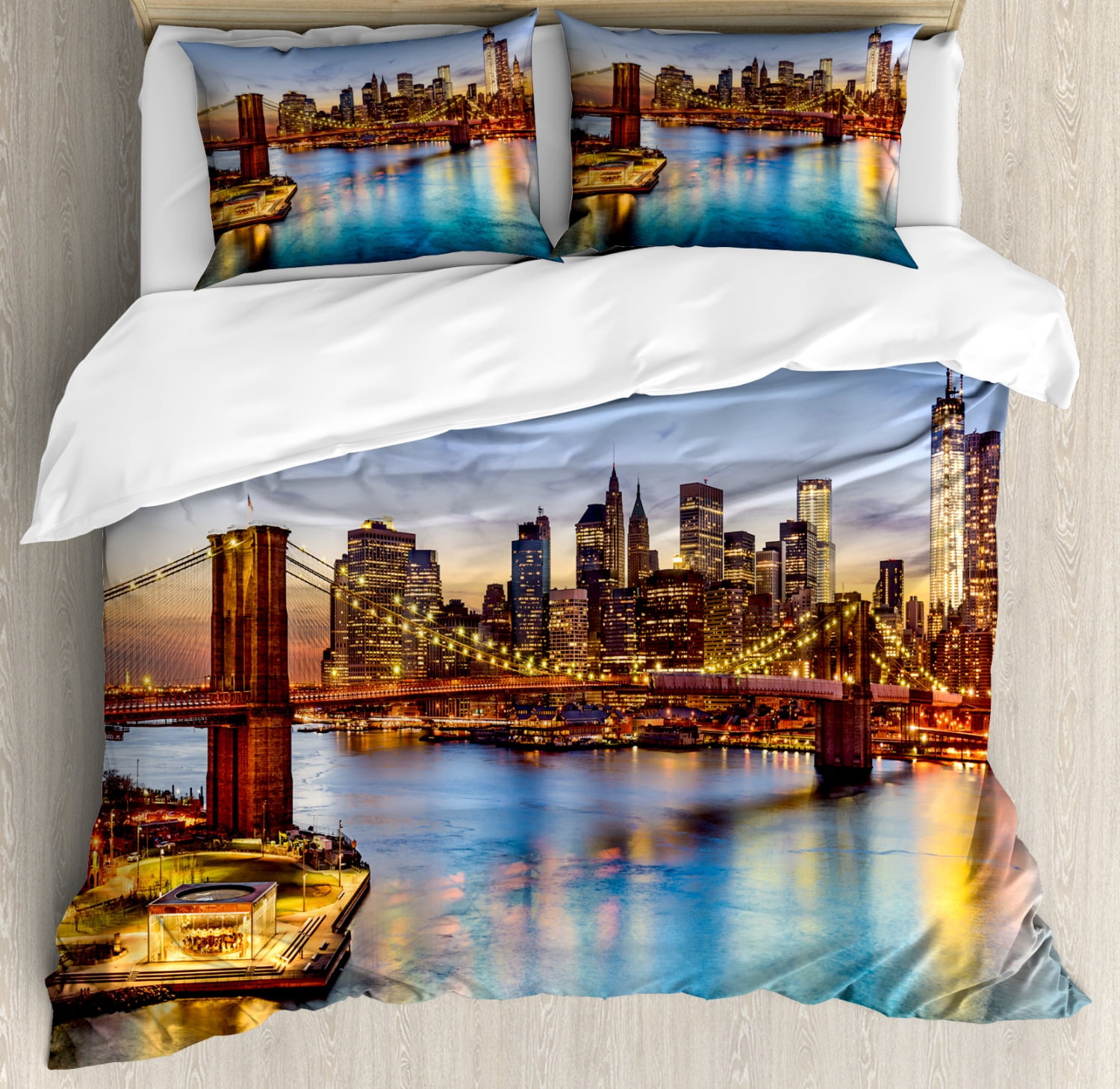 United States Duvet Cover Set Queen Size, New York City Skyline Over ...
