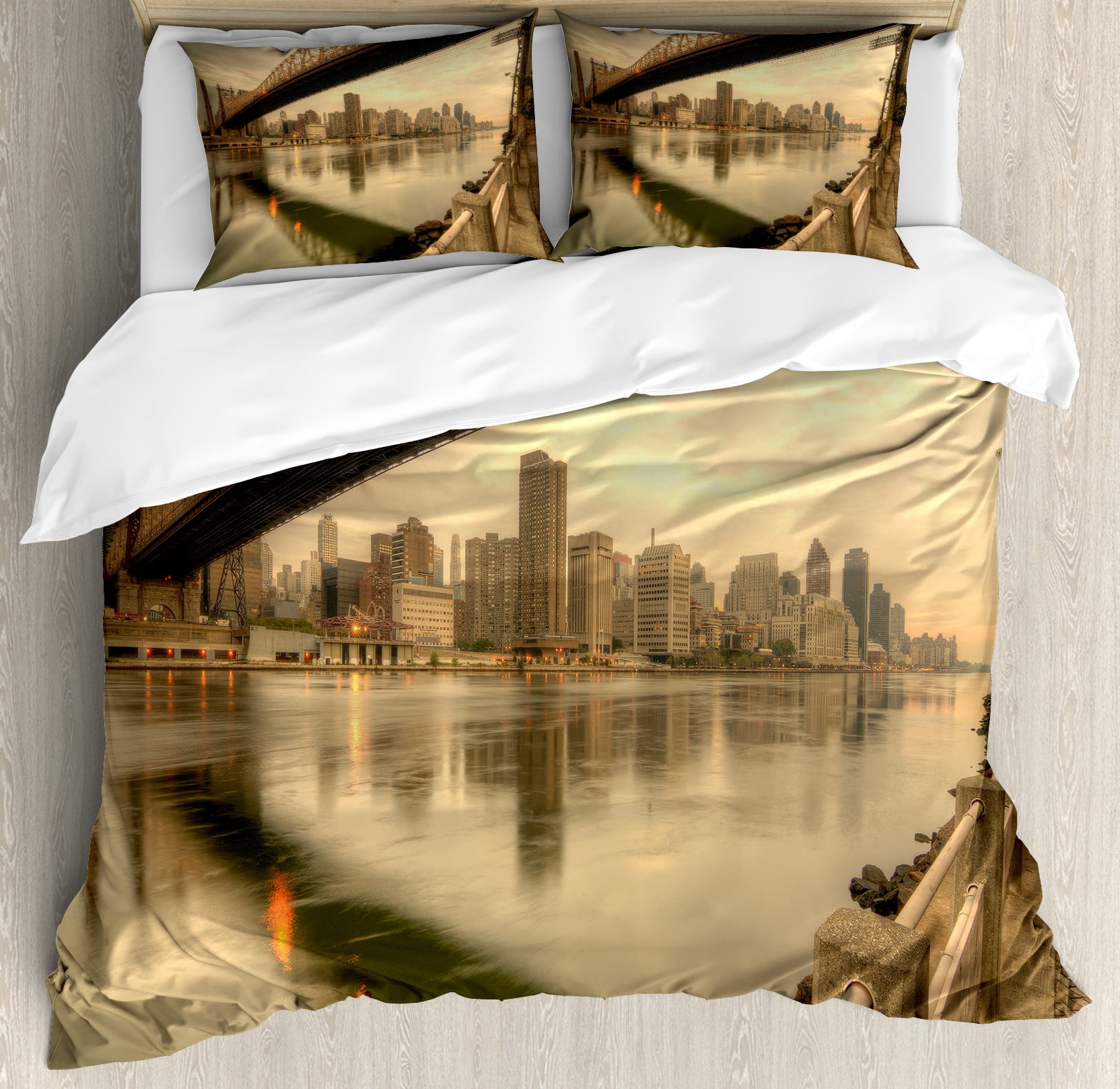 United States Duvet Cover Set, Queensboro Bridge Spanning the East ...