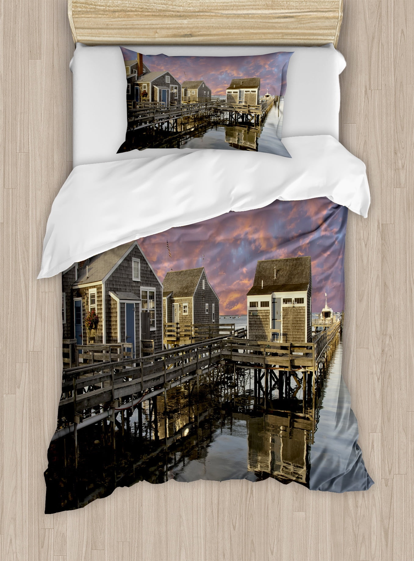 United States Duvet Cover Set, Sunset over Nantucket Massachusetts ...