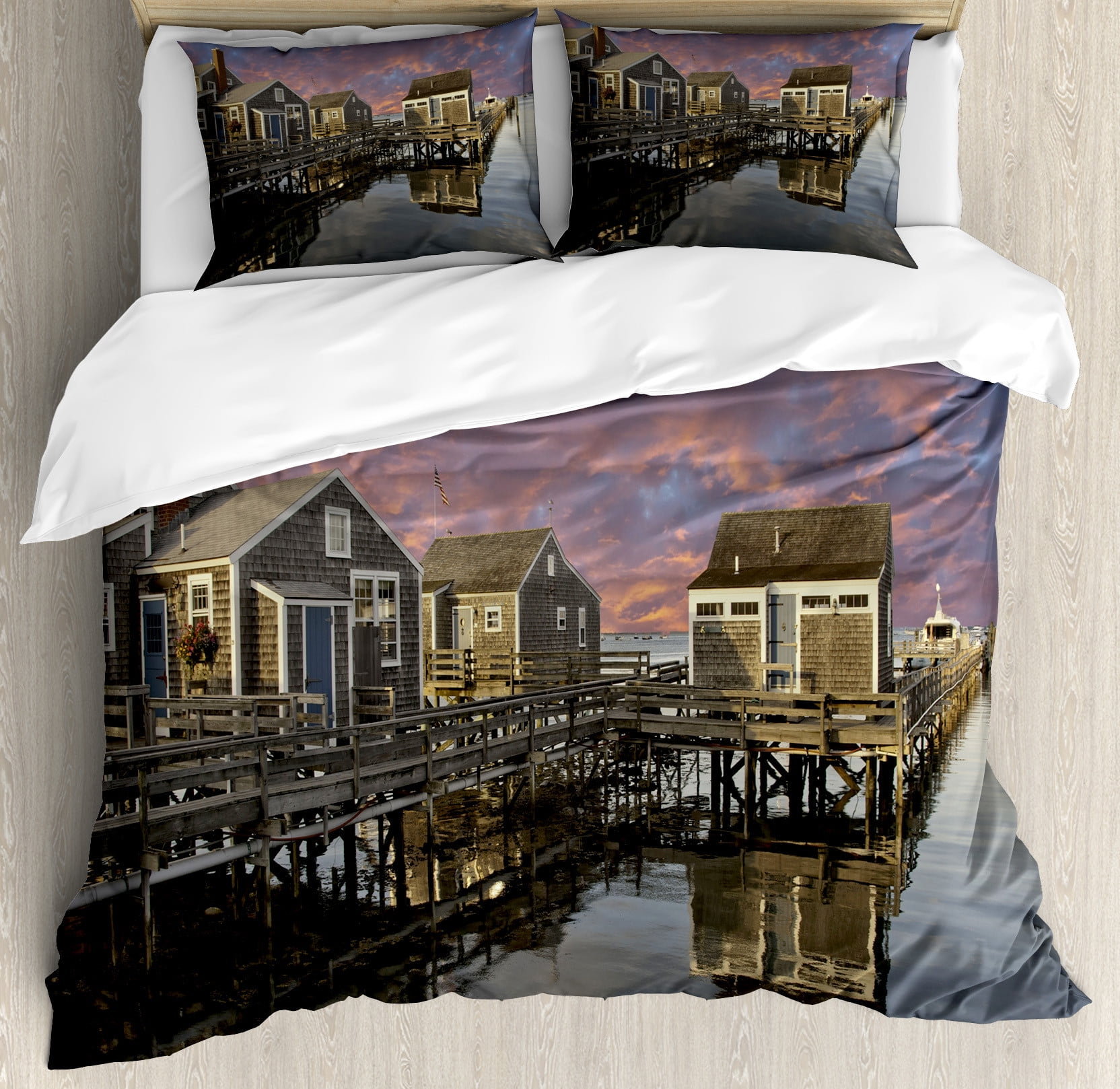 United States Duvet Cover Set, Sunset over Nantucket Massachusetts ...
