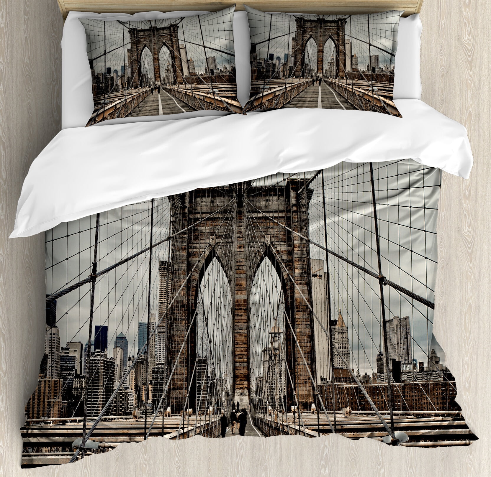 United States Duvet Cover Set, View of Historical Famous Brooklyn ...