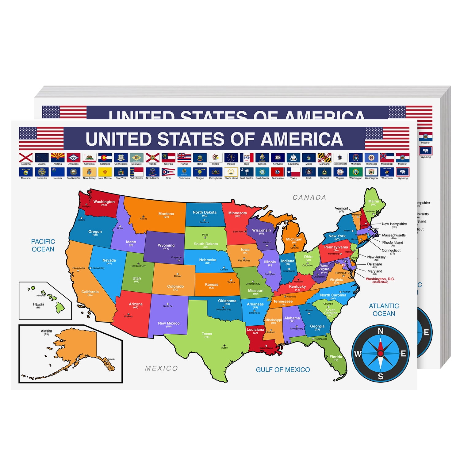 United States Educational Map with State Flags – Geography Map for ...