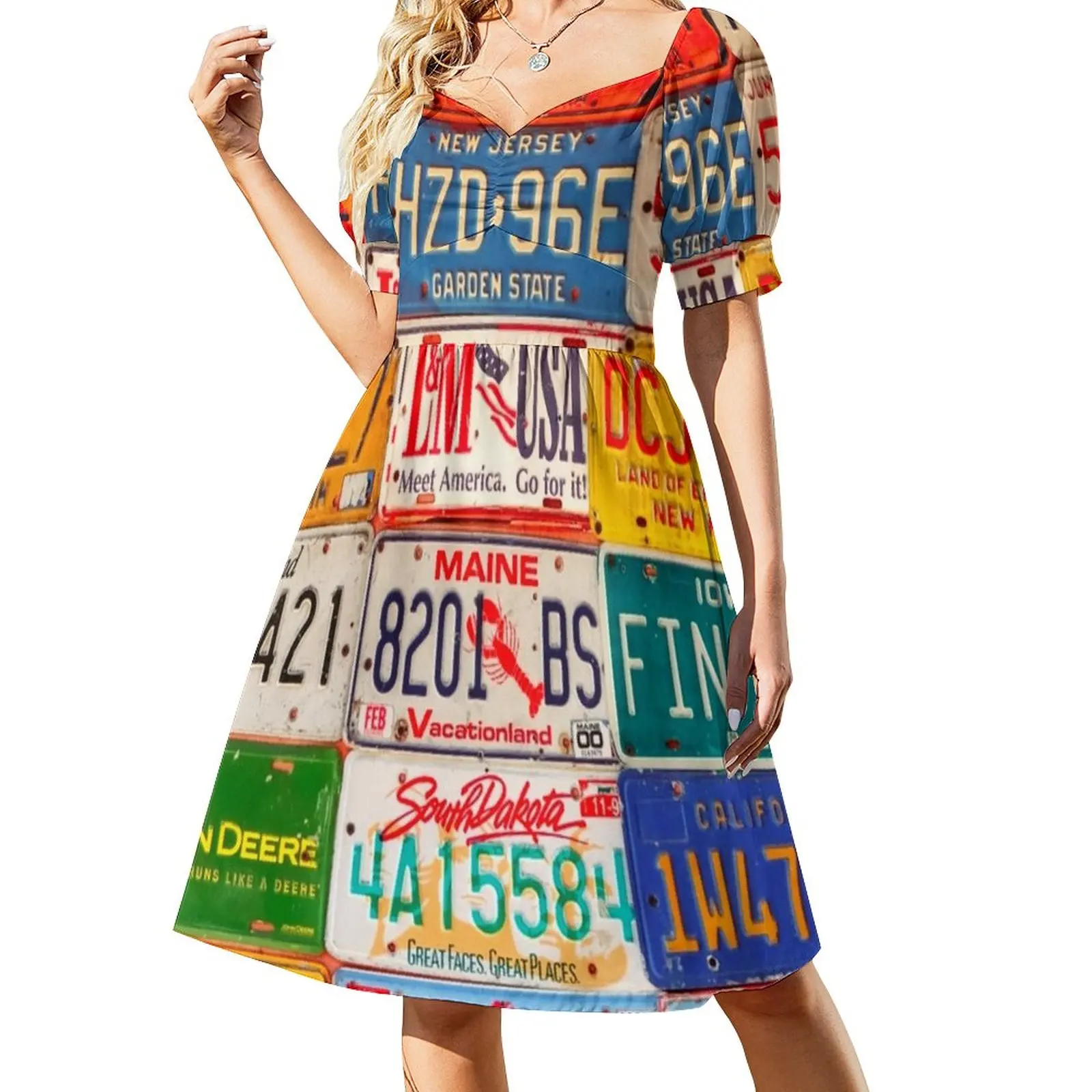 United States License Plates Art America Sleeveless Dress luxury ...