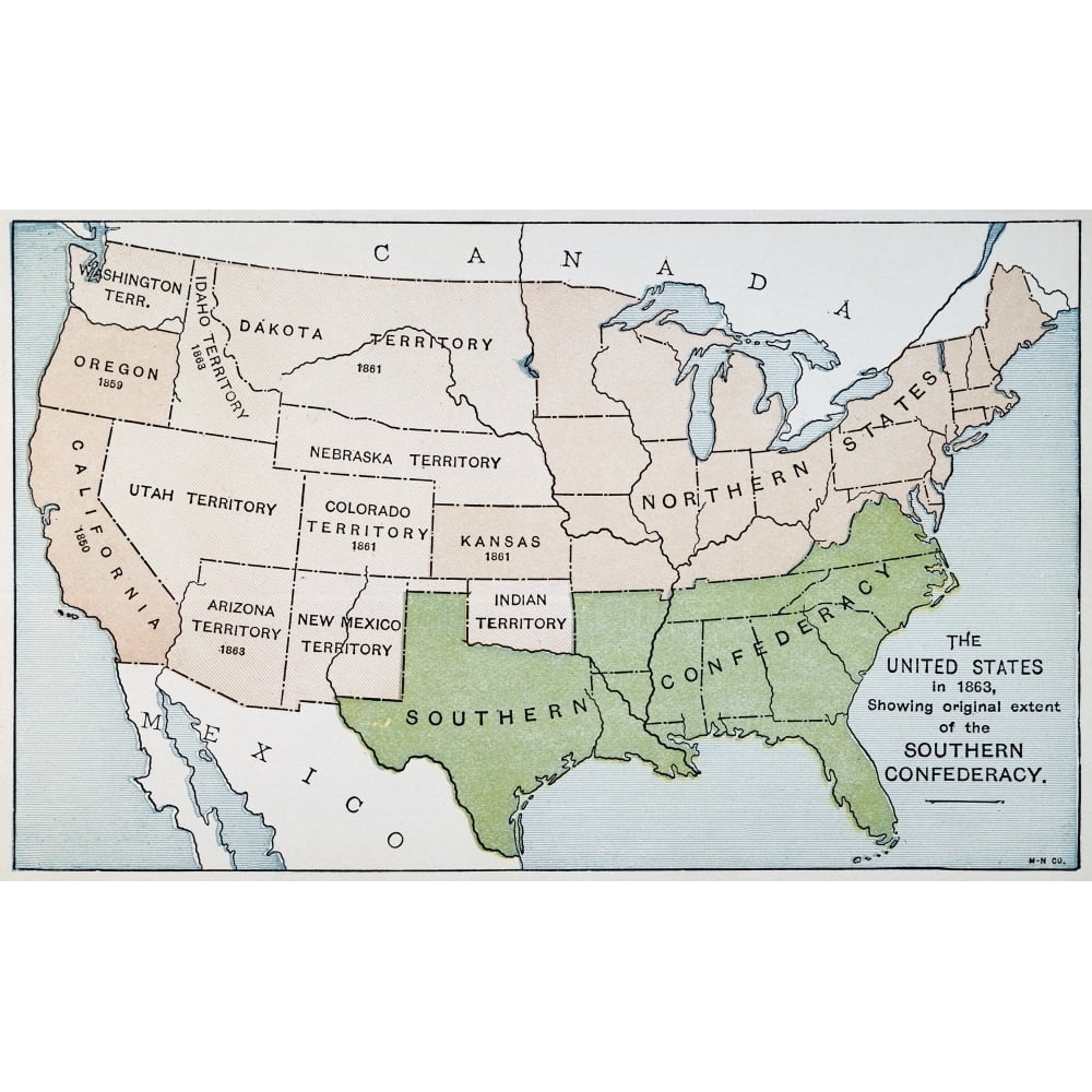 United States Map 1863. Nmap Of The United States As It Appeared In ...