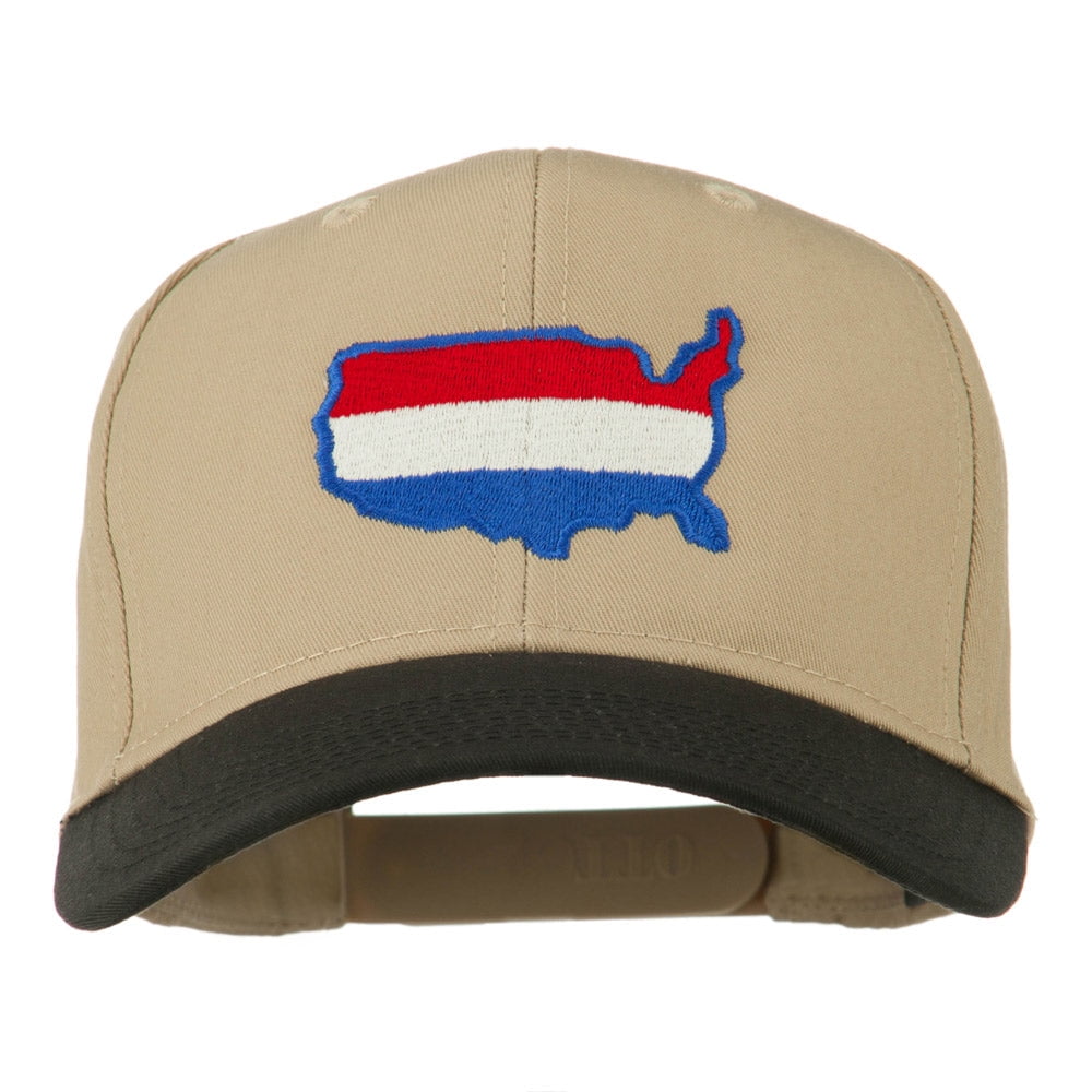 United States Map Embroidered Cap - Black Khaki OSFM - Walmart.com