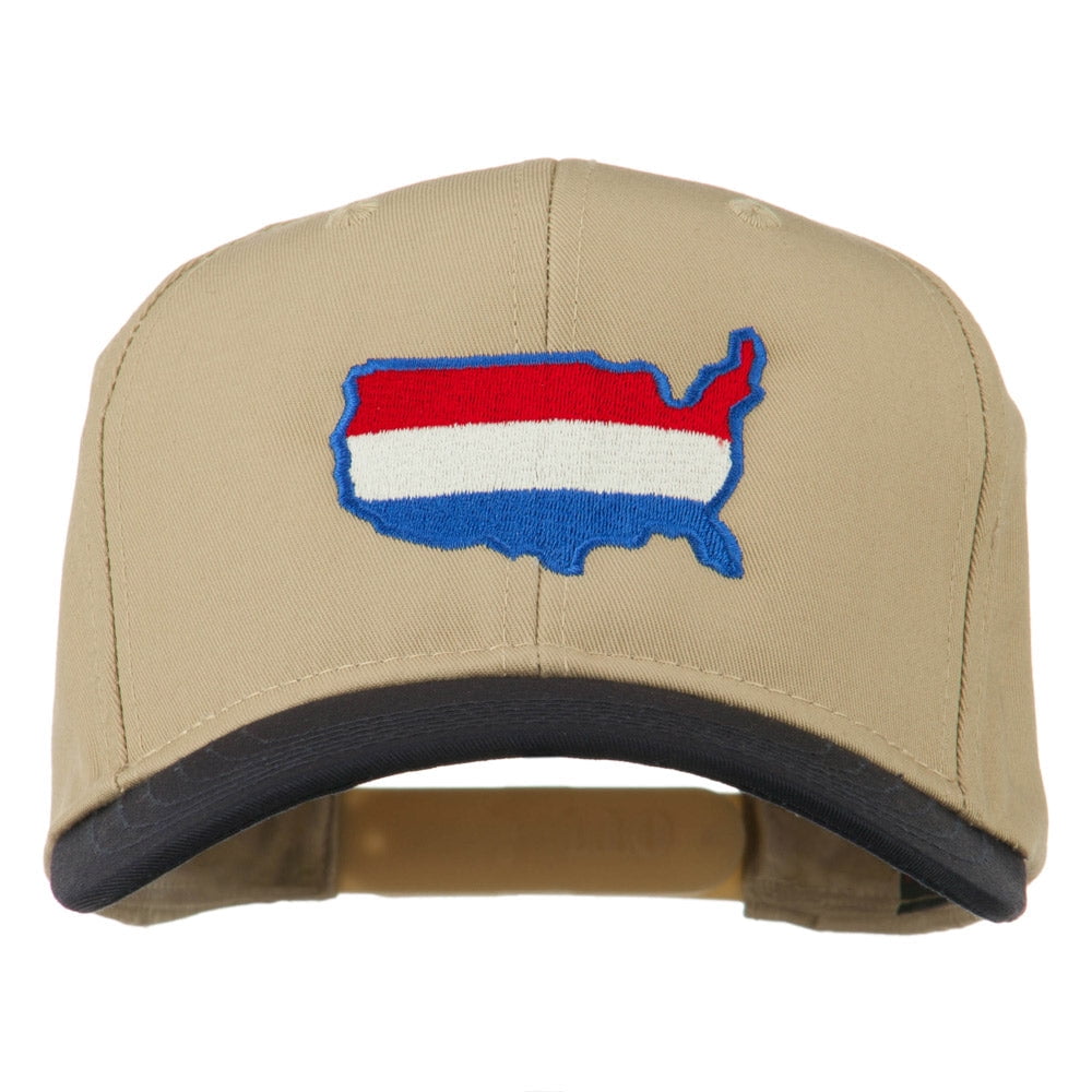 United States Map Embroidered Cap - Navy Khaki OSFM - Walmart.com