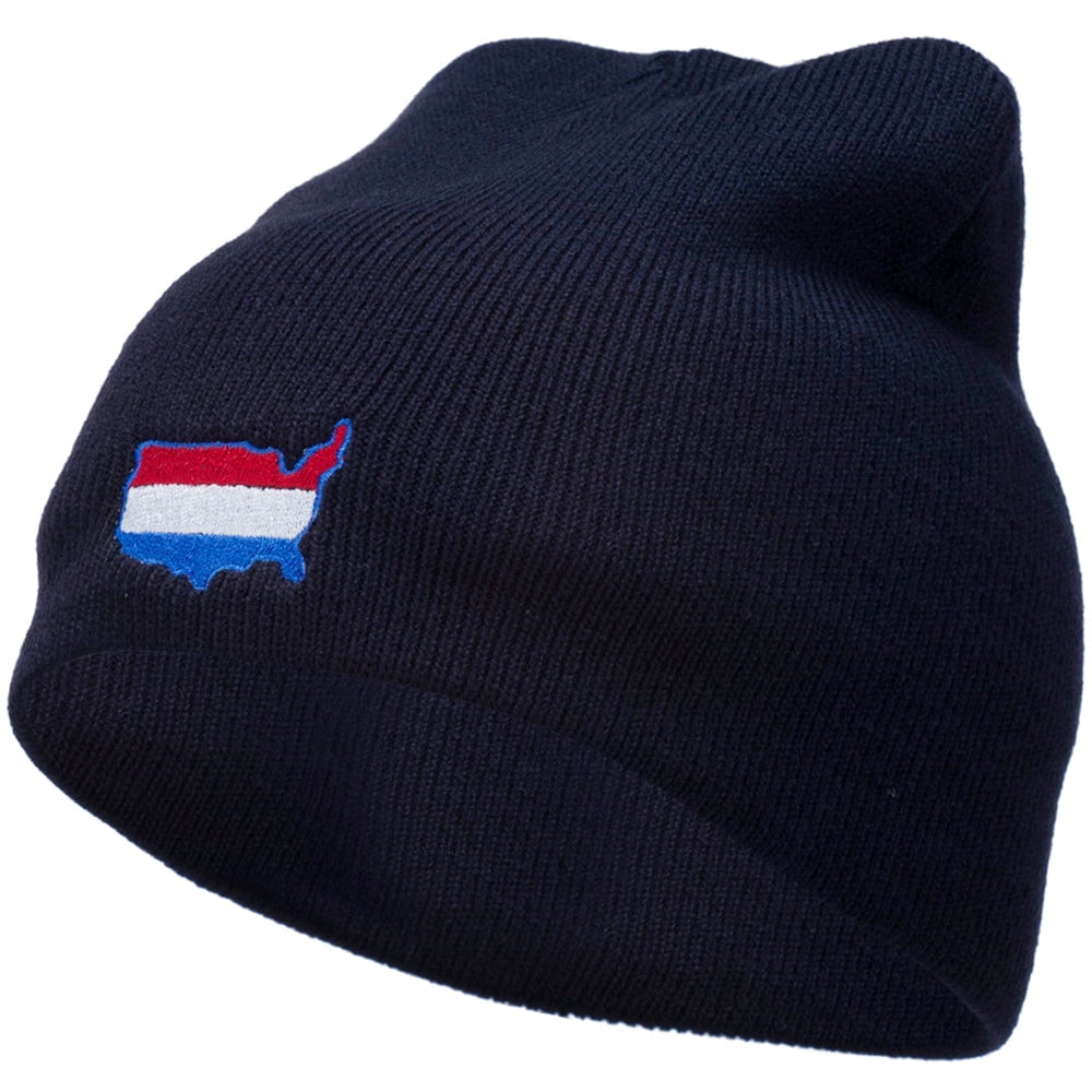United States Map Embroidered Short Beanie - Navy OSFM - Walmart.com