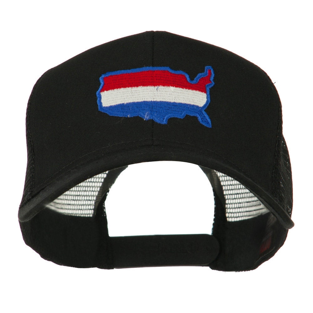 United States Map Embroidered Trucker Mesh Cap - Black OSFM - Walmart.com