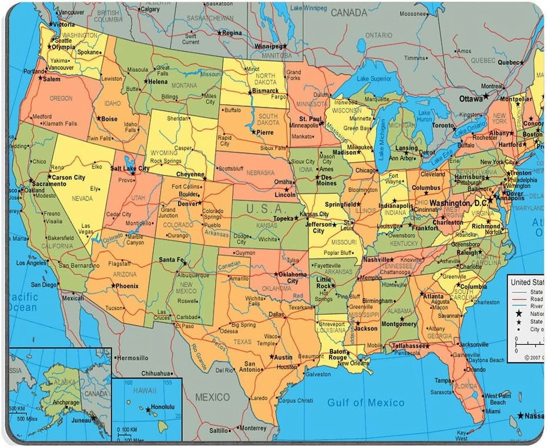 United States Map Non-Slip Rubber Gaming Mouse Pad - Walmart.com
