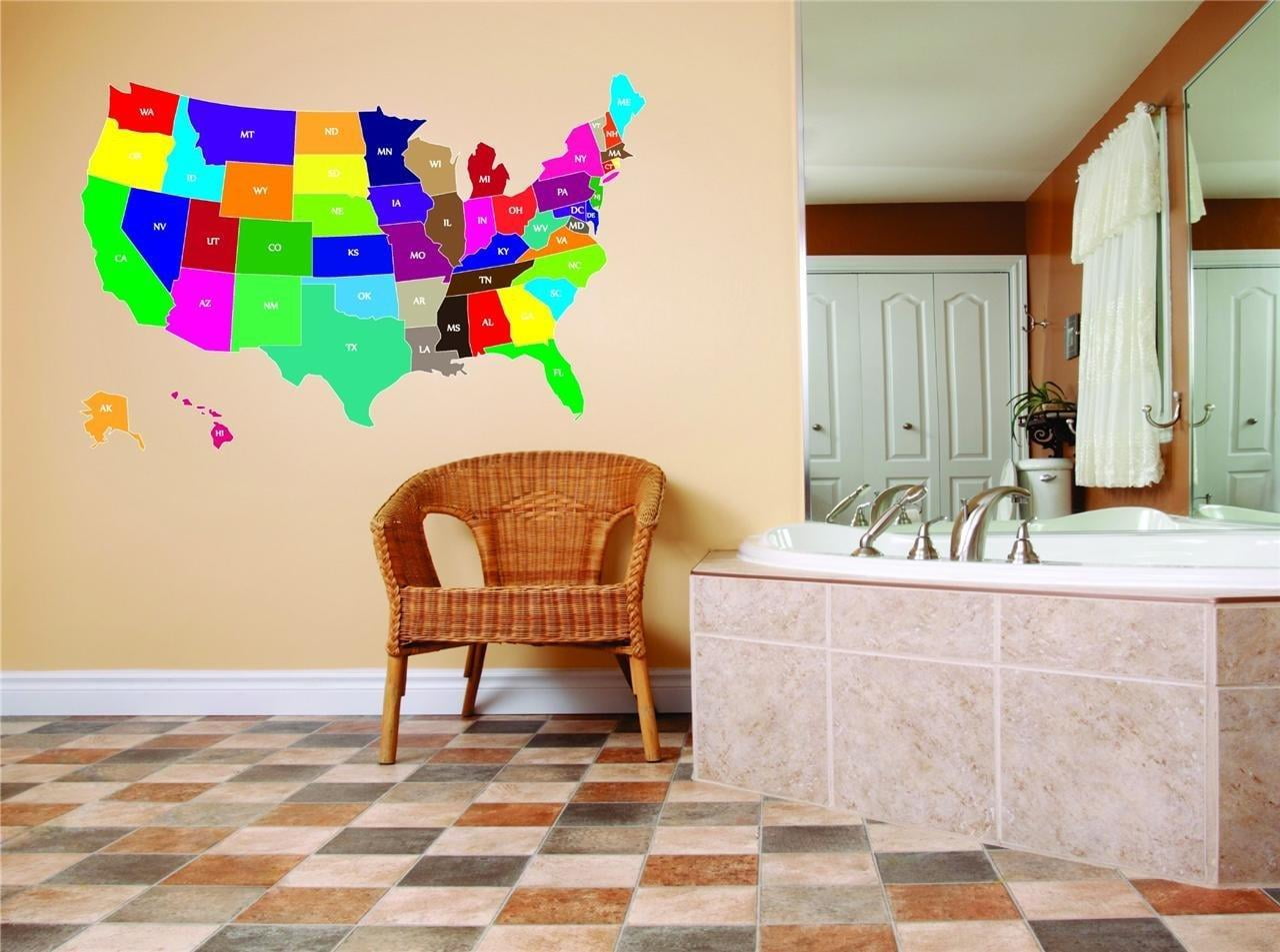 United States Map Of All 52 States 40"X25" - Usa North America Learning ...