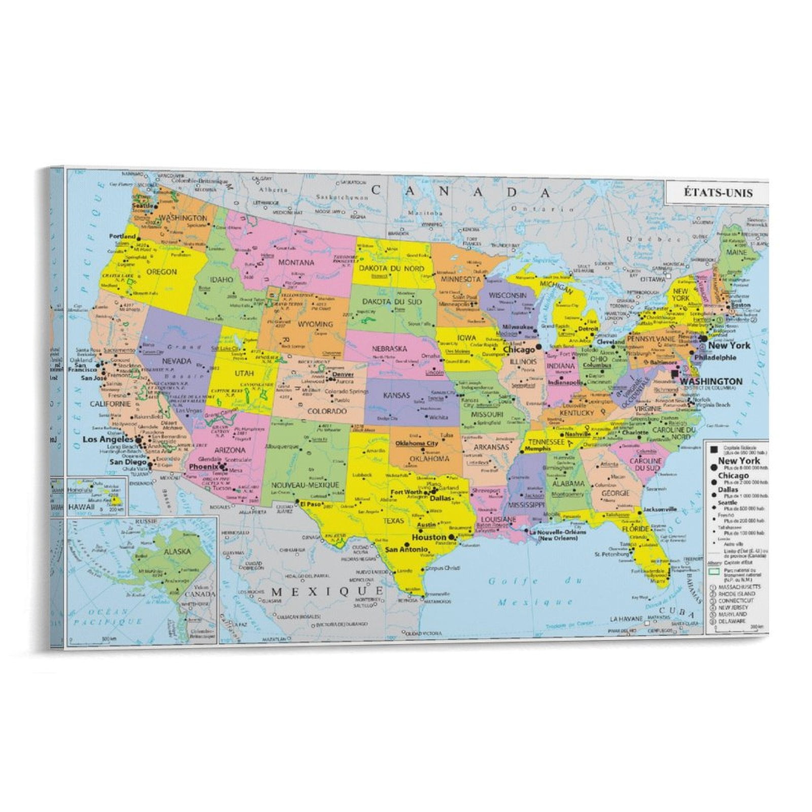 United States Map Posters Home Decor Poster Wall Art Hanging Picture ...