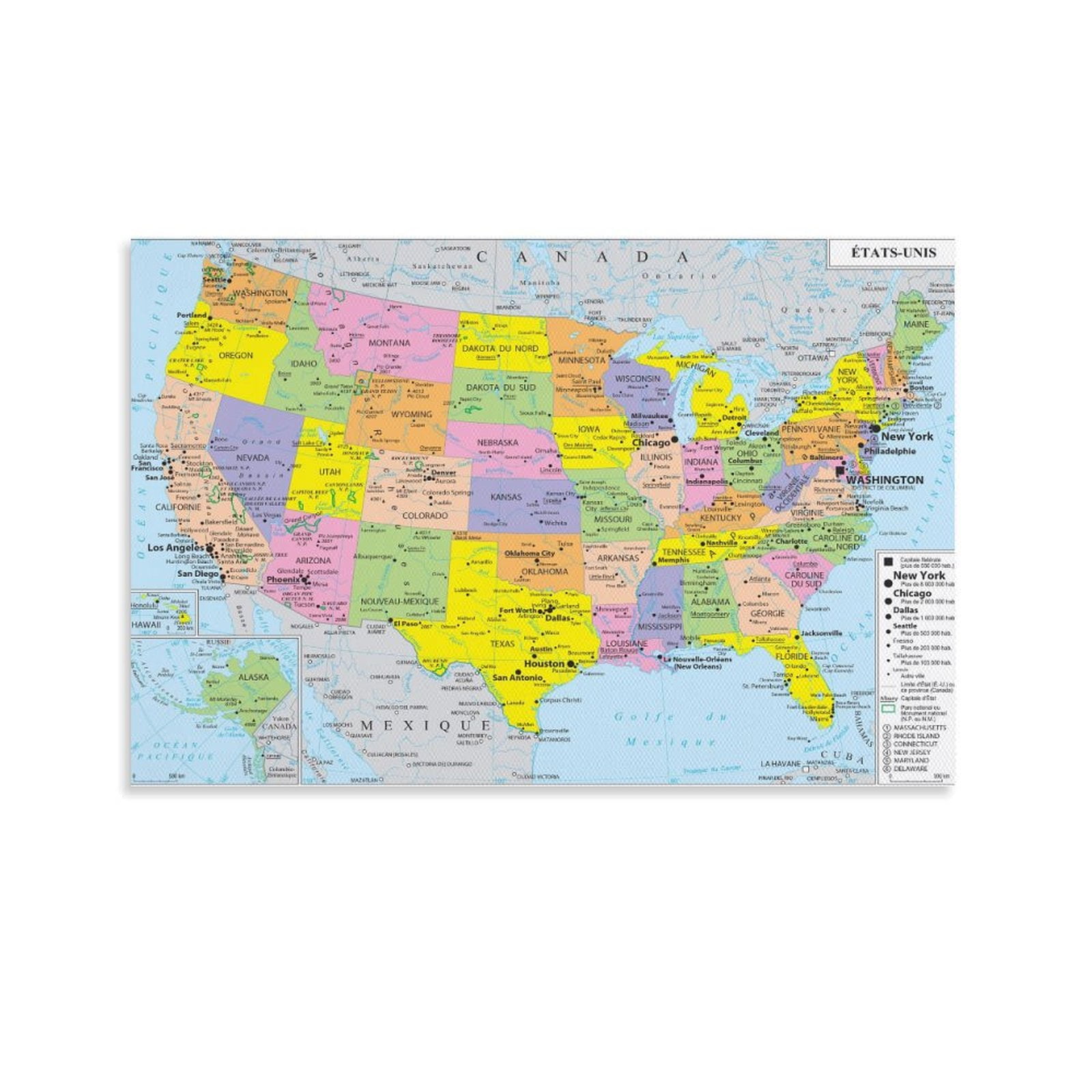 United States Map Posters Posters Wall Art Painting Canvas Gift Living ...