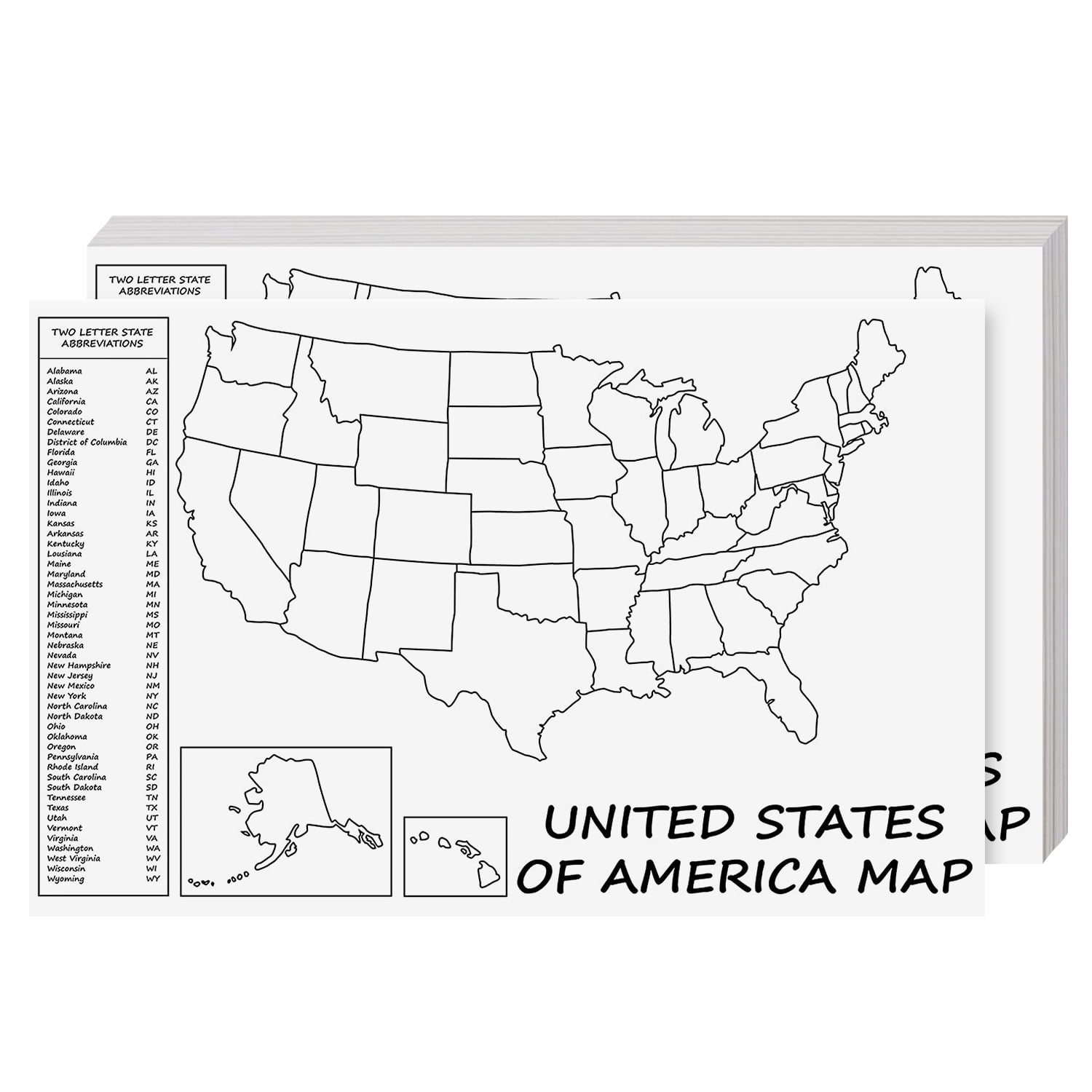 United States Map - USA Poster, US Educational Map - With 2 Letter ...