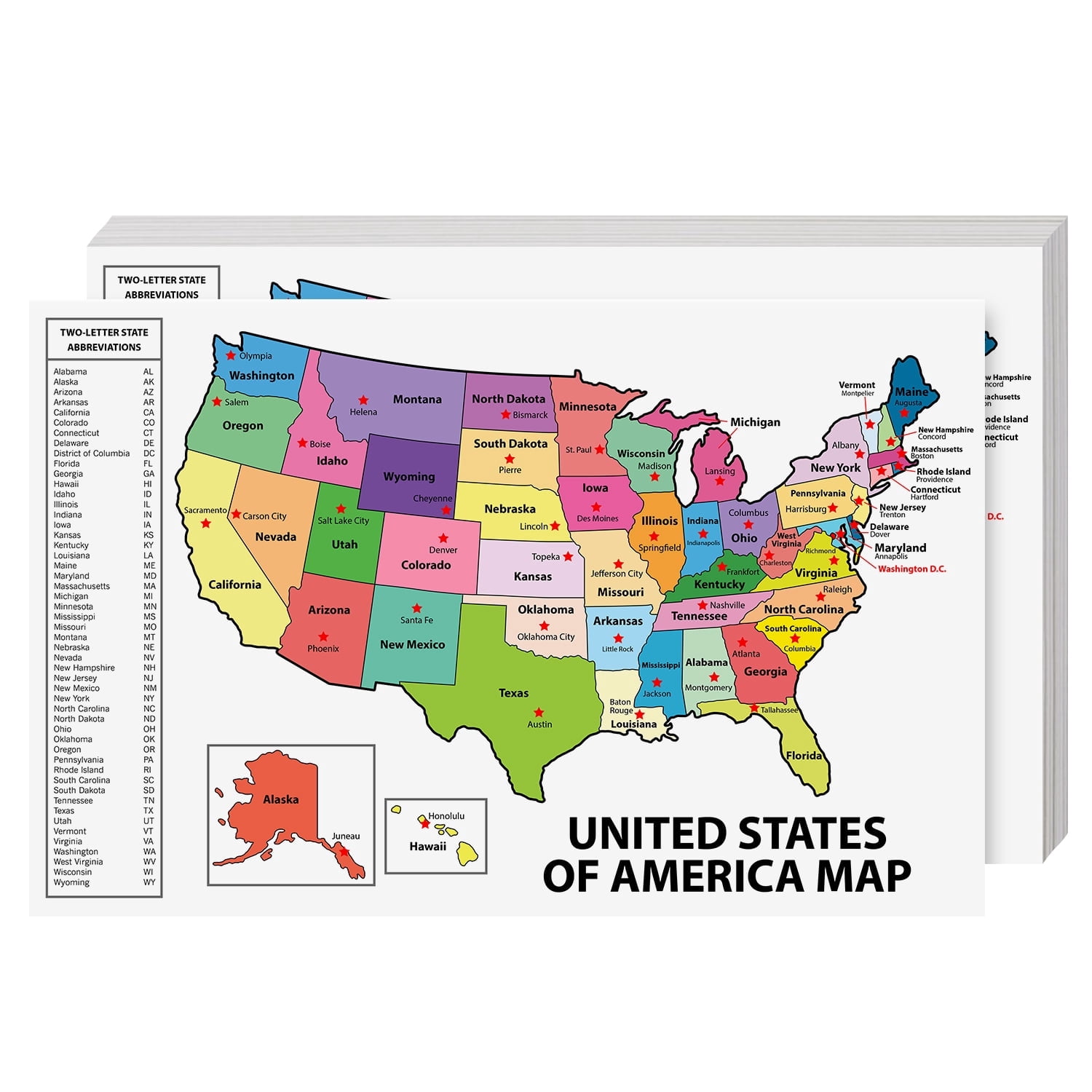 United States Map - USA Poster, US Educational Map - with State Capital ...