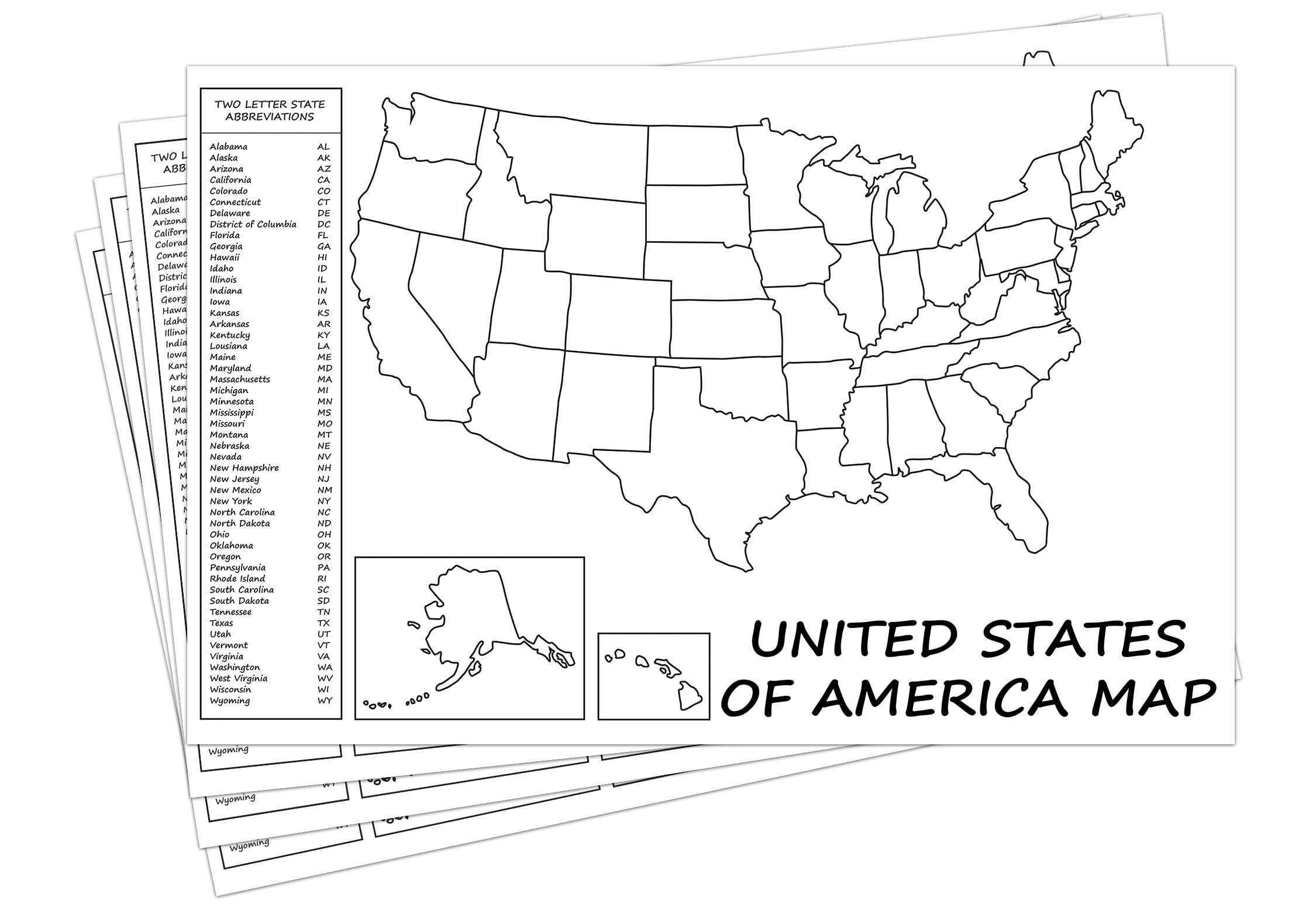 United States Map - USA Poster, US Educational Map - with State 2 ...